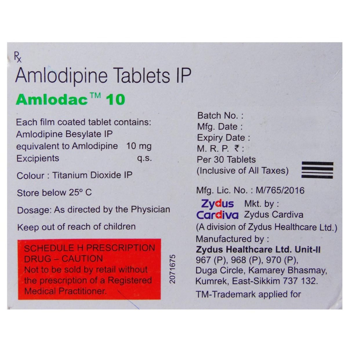 Amlodac 10 Tablet 30's Price, Uses, Side Effects, Composition - Apollo ...