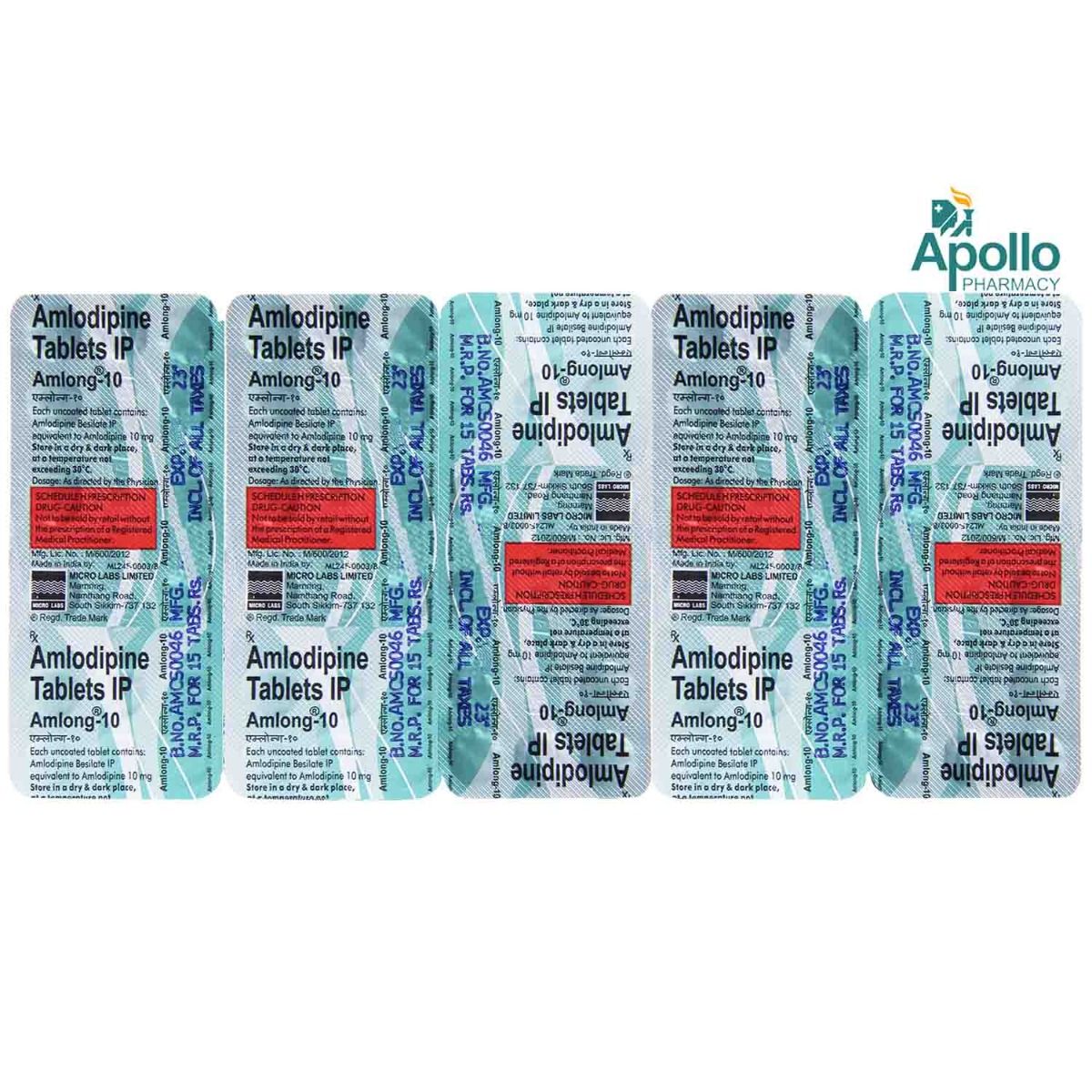 Amlong 10 Tablet 15's Price, Uses, Side Effects, Composition - Apollo ...