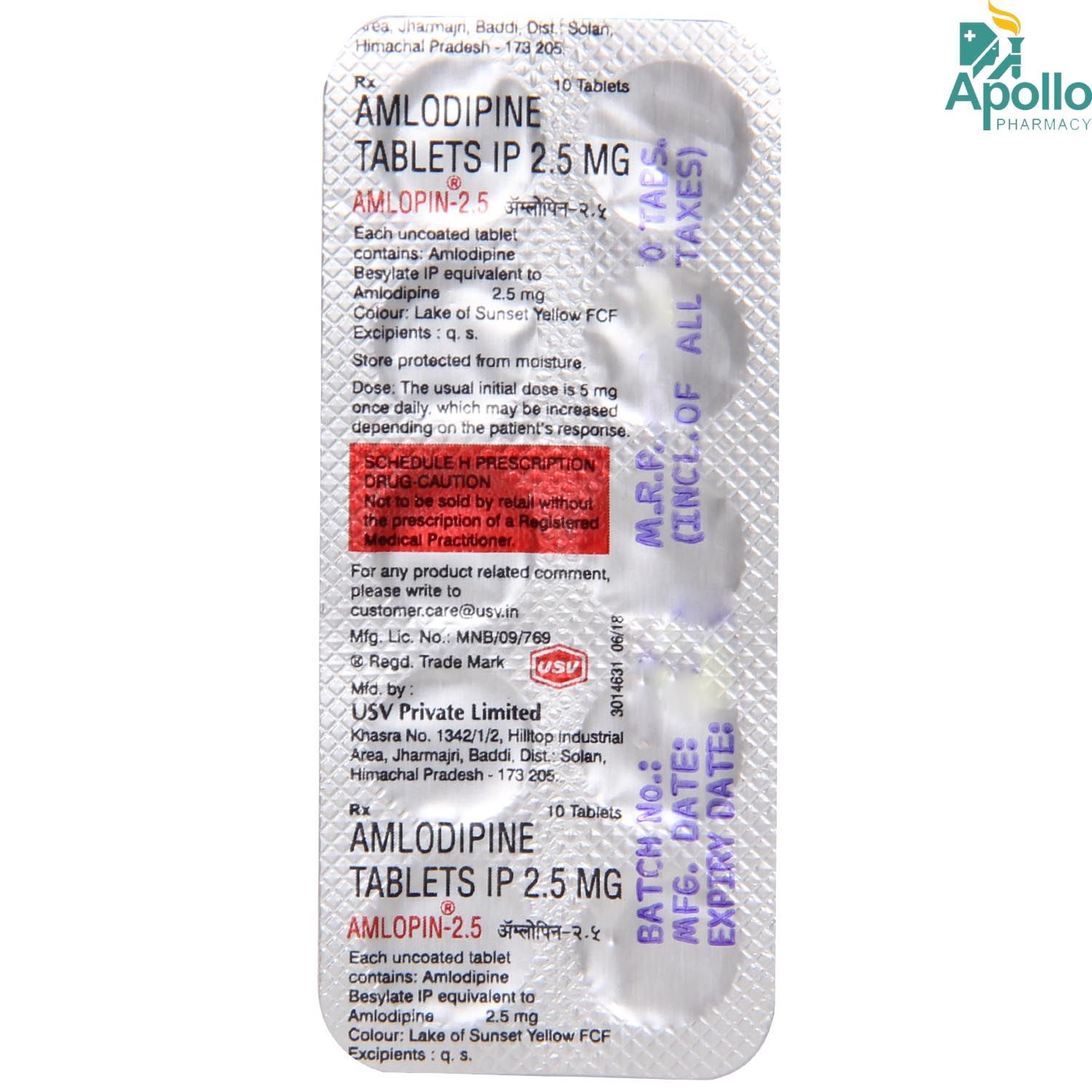 Amlopin 2.5 mg Tablet 10's Price, Uses, Side Effects, Composition ...