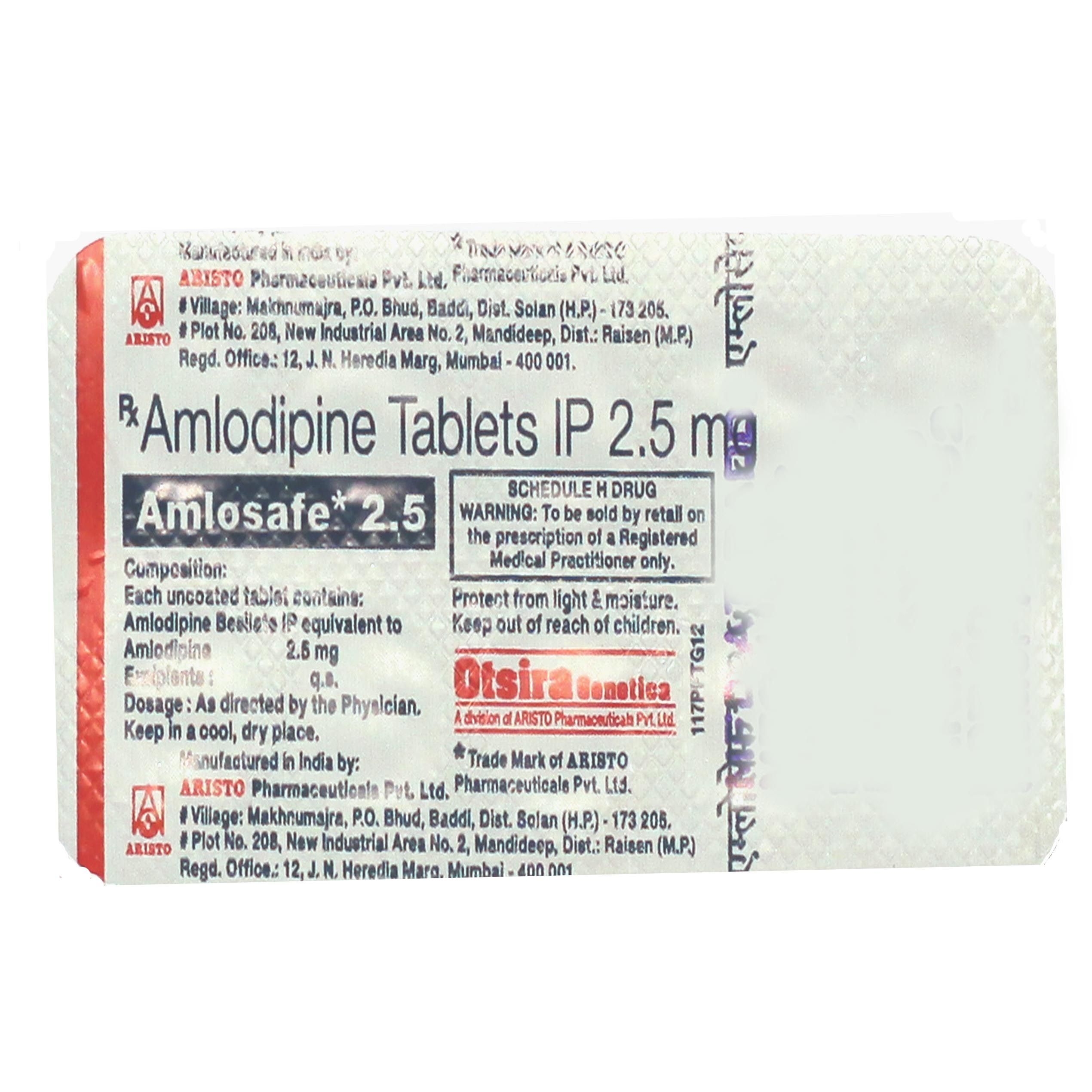 Amlosafe 2.5 Tablet 10's Price, Uses, Side Effects, Composition ...
