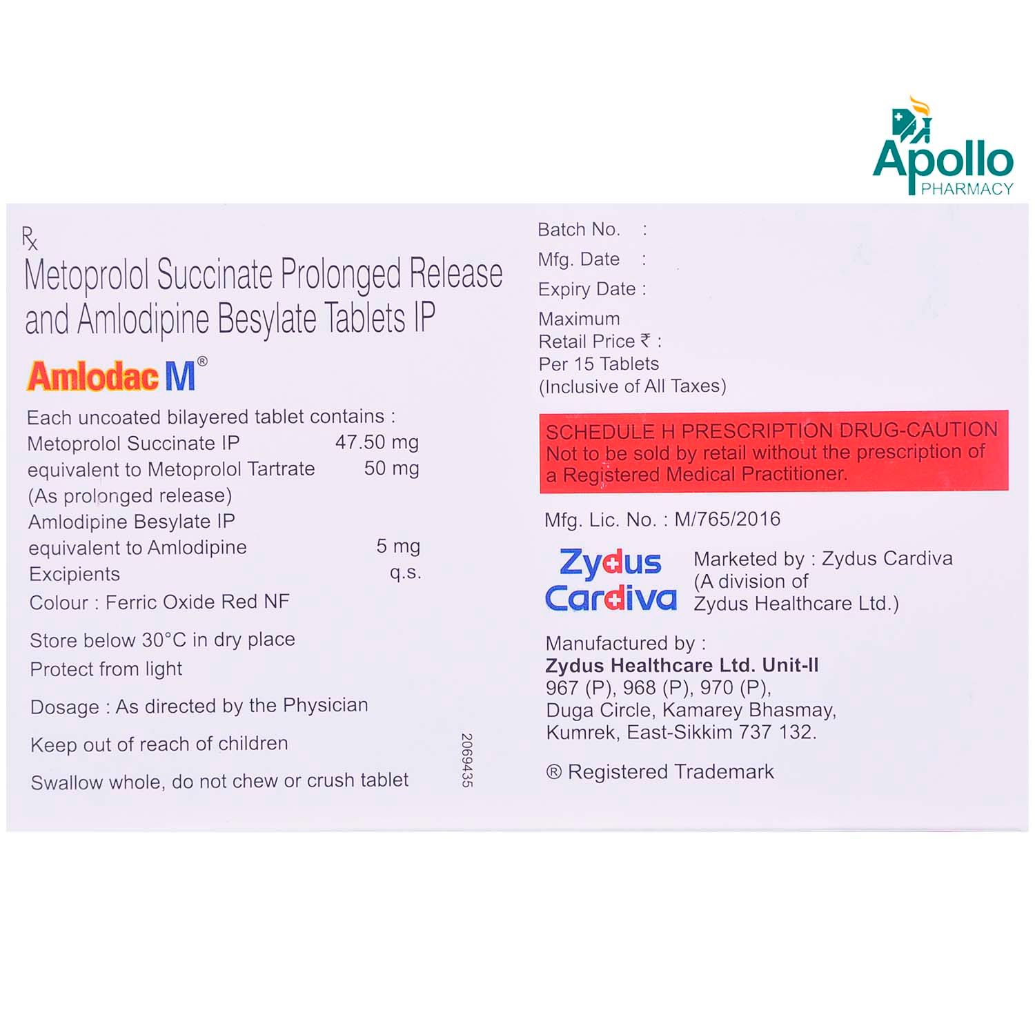 AMLODAC M TABLET. 15'S Price, Uses, Side Effects, Composition - Apollo ...