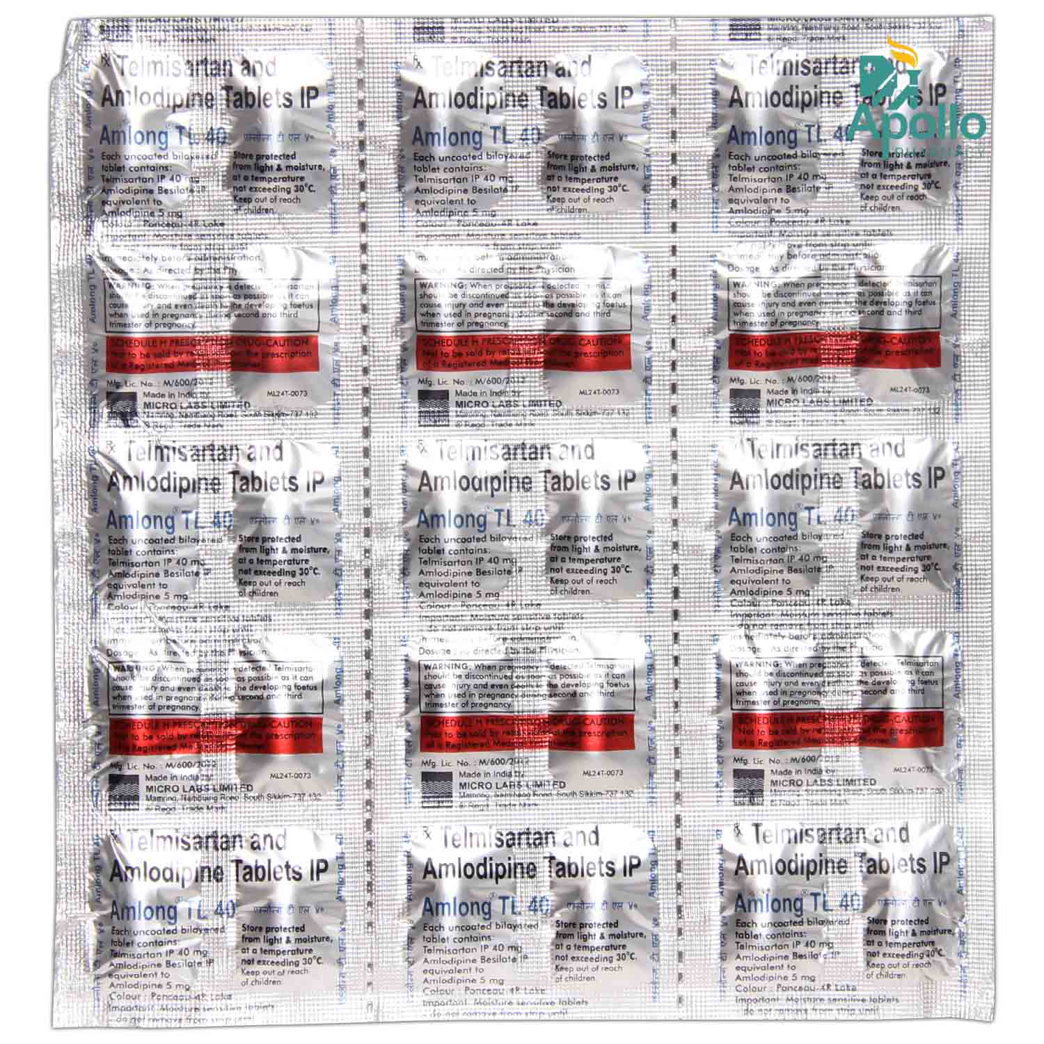 Amlong TL 40 Tablet 10's Price, Uses, Side Effects, Composition ...