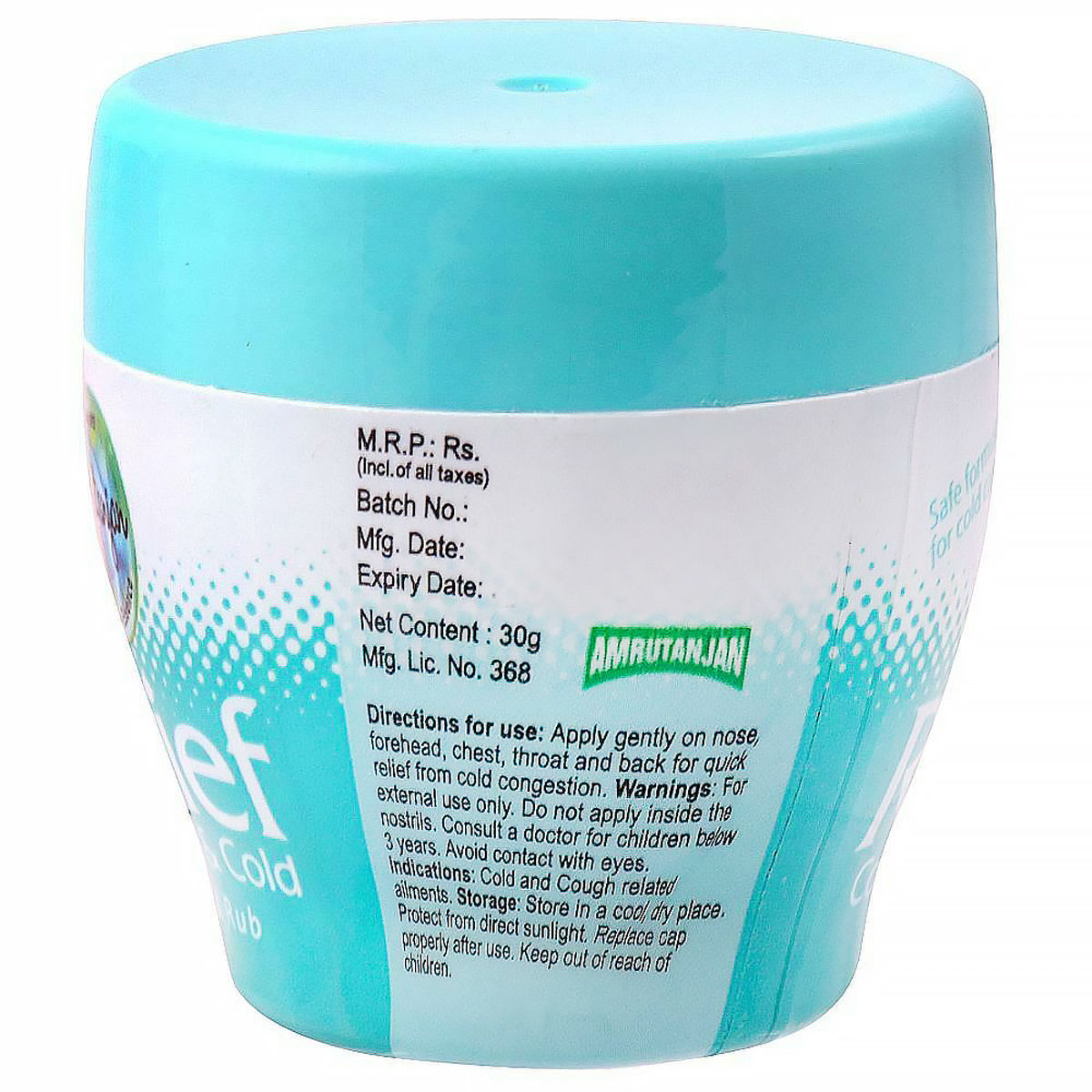 Amrutanjan Relief Cough & Cold Rub, 60 gm (2 x 30 gm) Price, Uses, Side ...