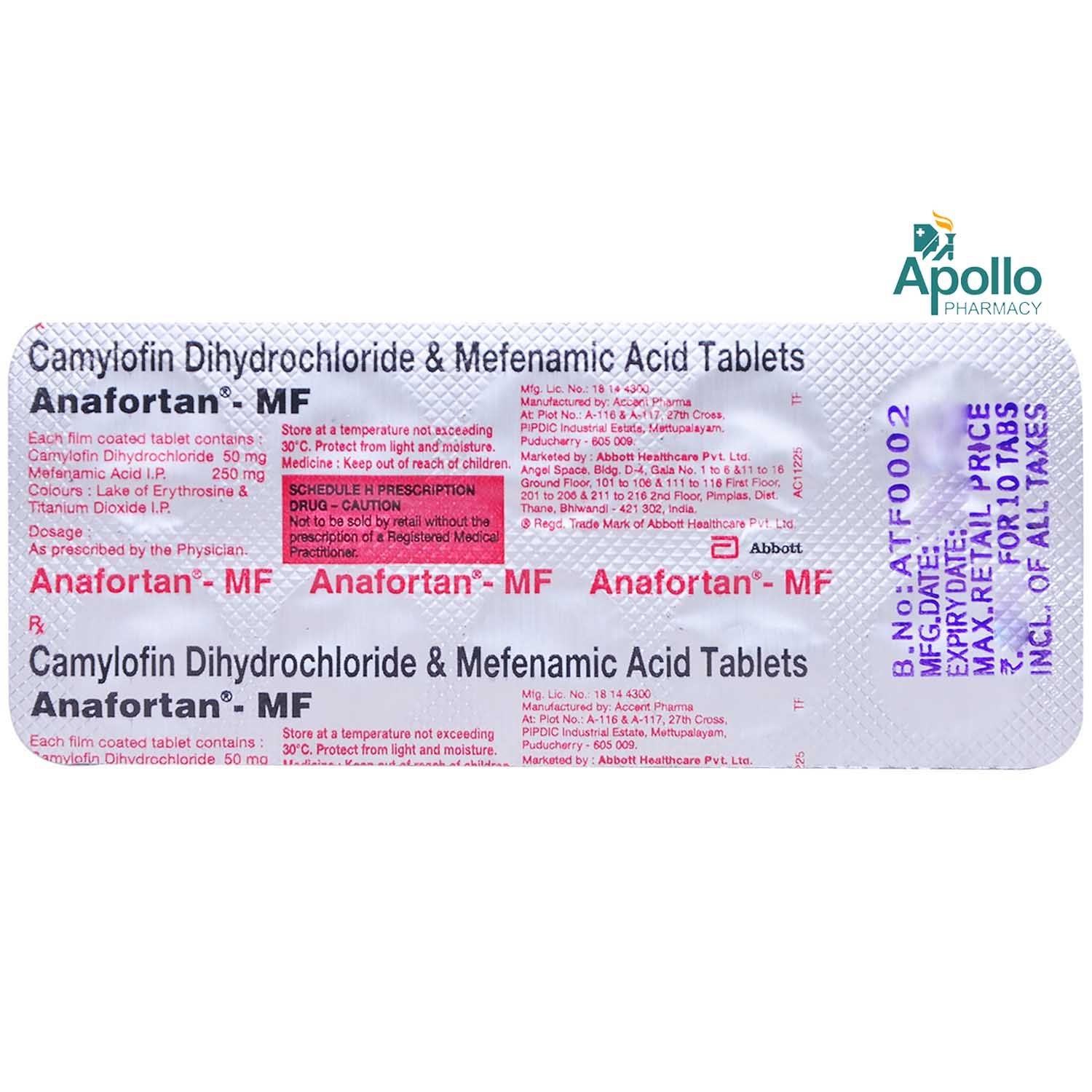 Anafortan MF Tablet 10's Price, Uses, Side Effects, Composition ...