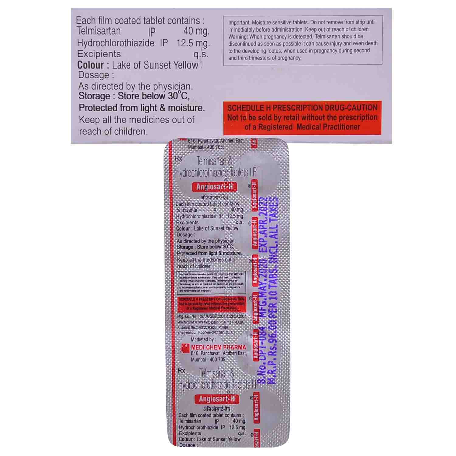 Angiosart-H Tablet 10's Price, Uses, Side Effects, Composition - Apollo ...