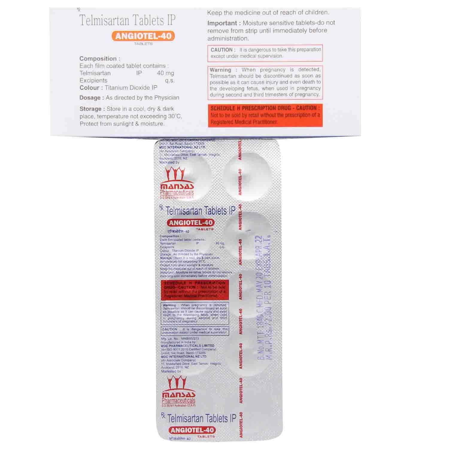 Angiotel 40 Tablet 10's Price, Uses, Side Effects, Composition - Apollo ...