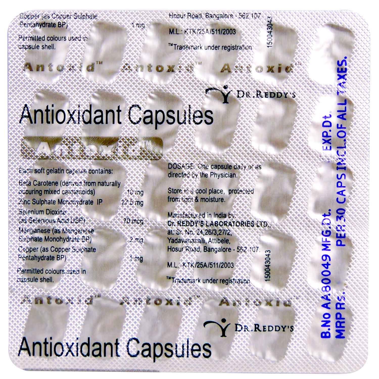 Antoxid Capsule 30's Price, Uses, Side Effects, Composition - Apollo ...