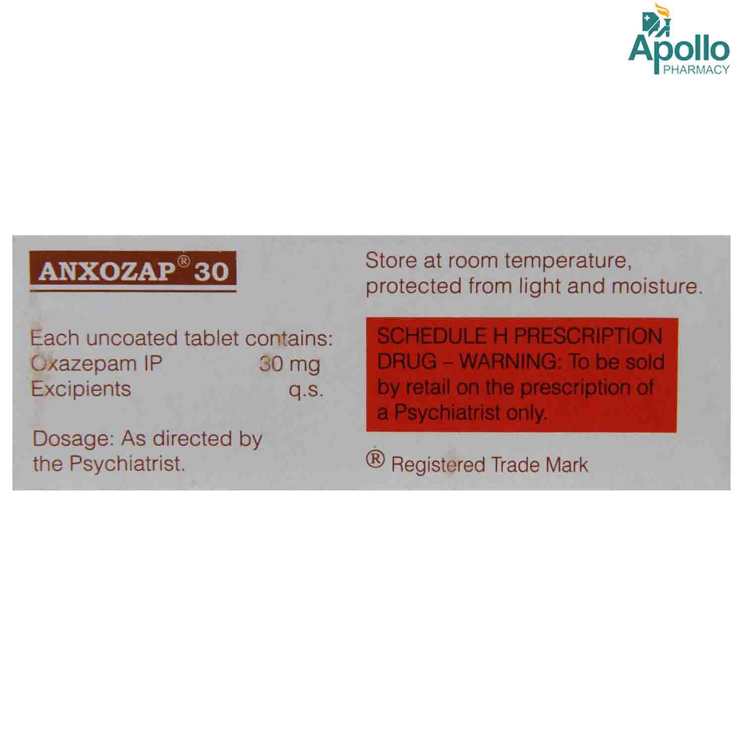 Anxozap 30 Tablet 10's Price, Uses, Side Effects, Composition - Apollo ...