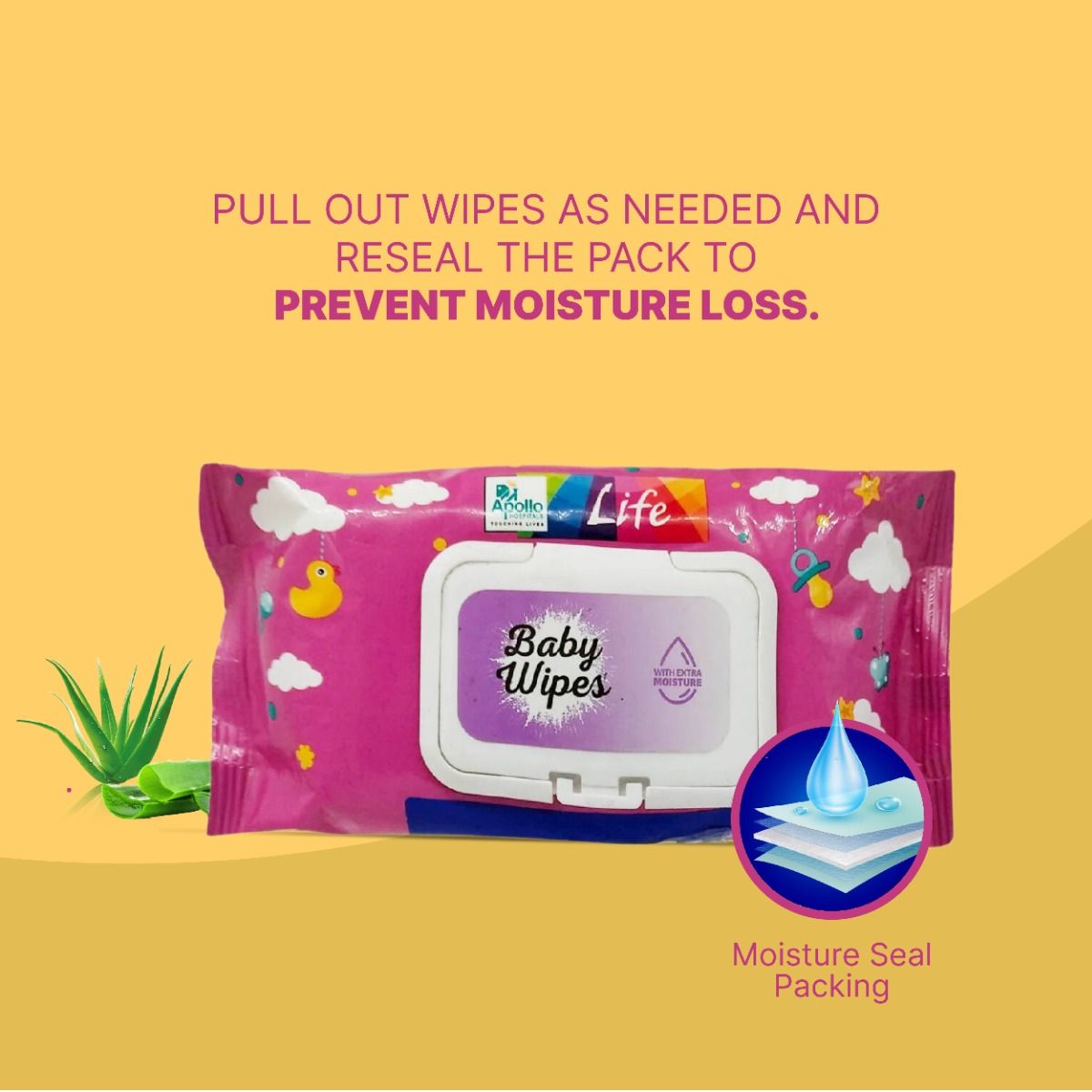 Apollo Life Baby Wipes, 160 Count (2x80 Wipes) Price, Uses, Side ...