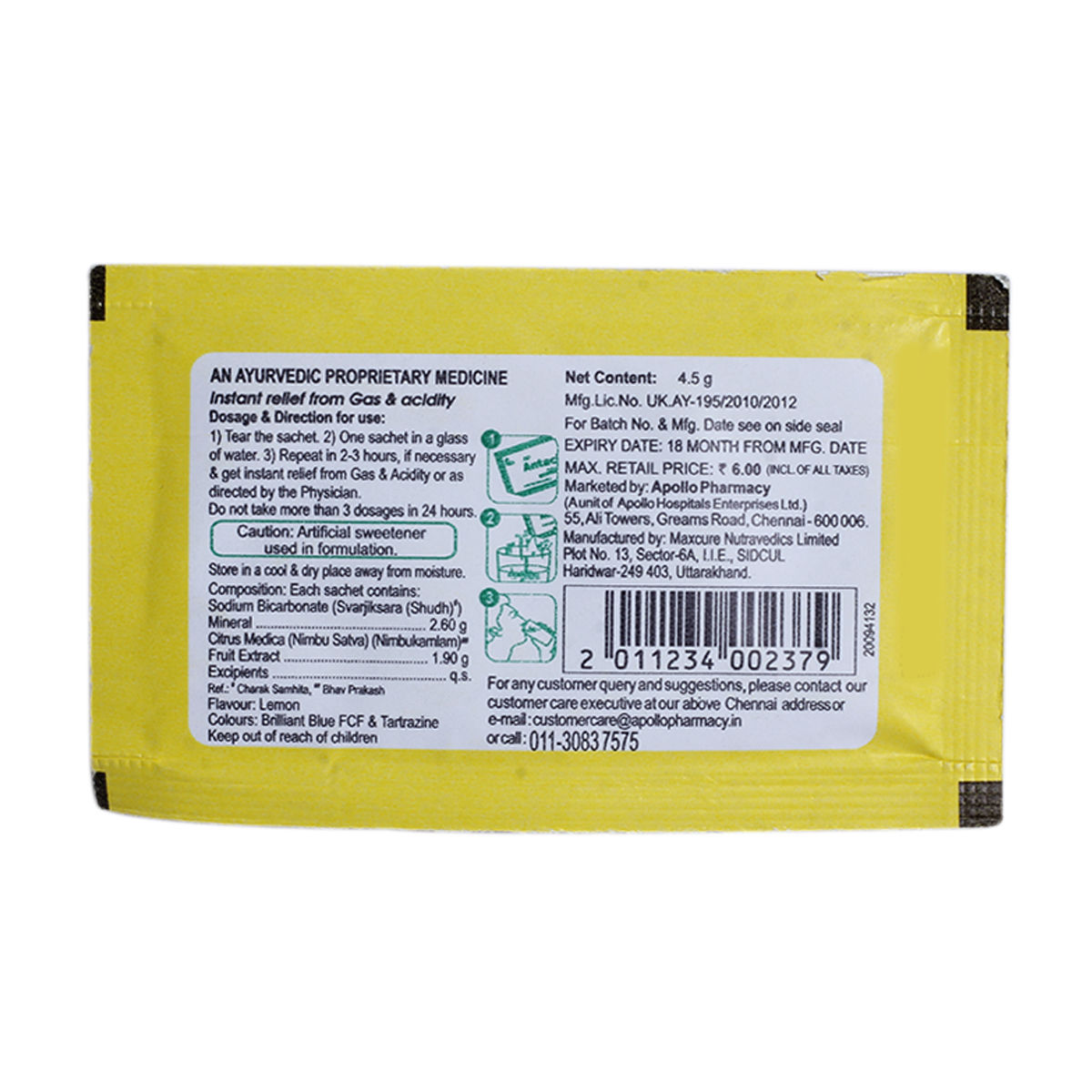 Apollo Pharmacy Antacid Lemon Flavour Powder, 5 gm Price, Uses, Side ...