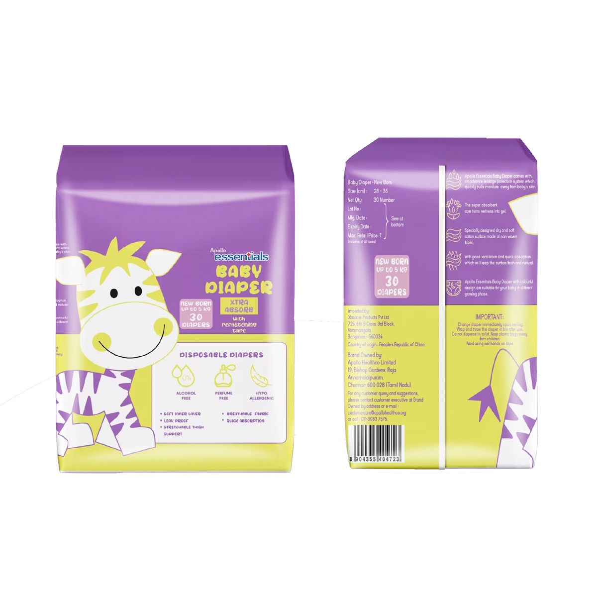 Apollo Essentials Extra Absorb Baby Diapers New Born, 30 Count Price ...