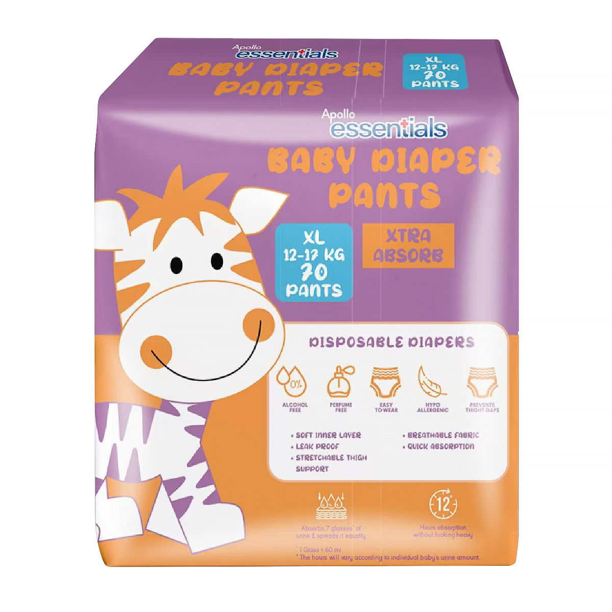 Apollo Essentials Extra Absorb Baby Diaper Pants XL, 70 Count Price ...