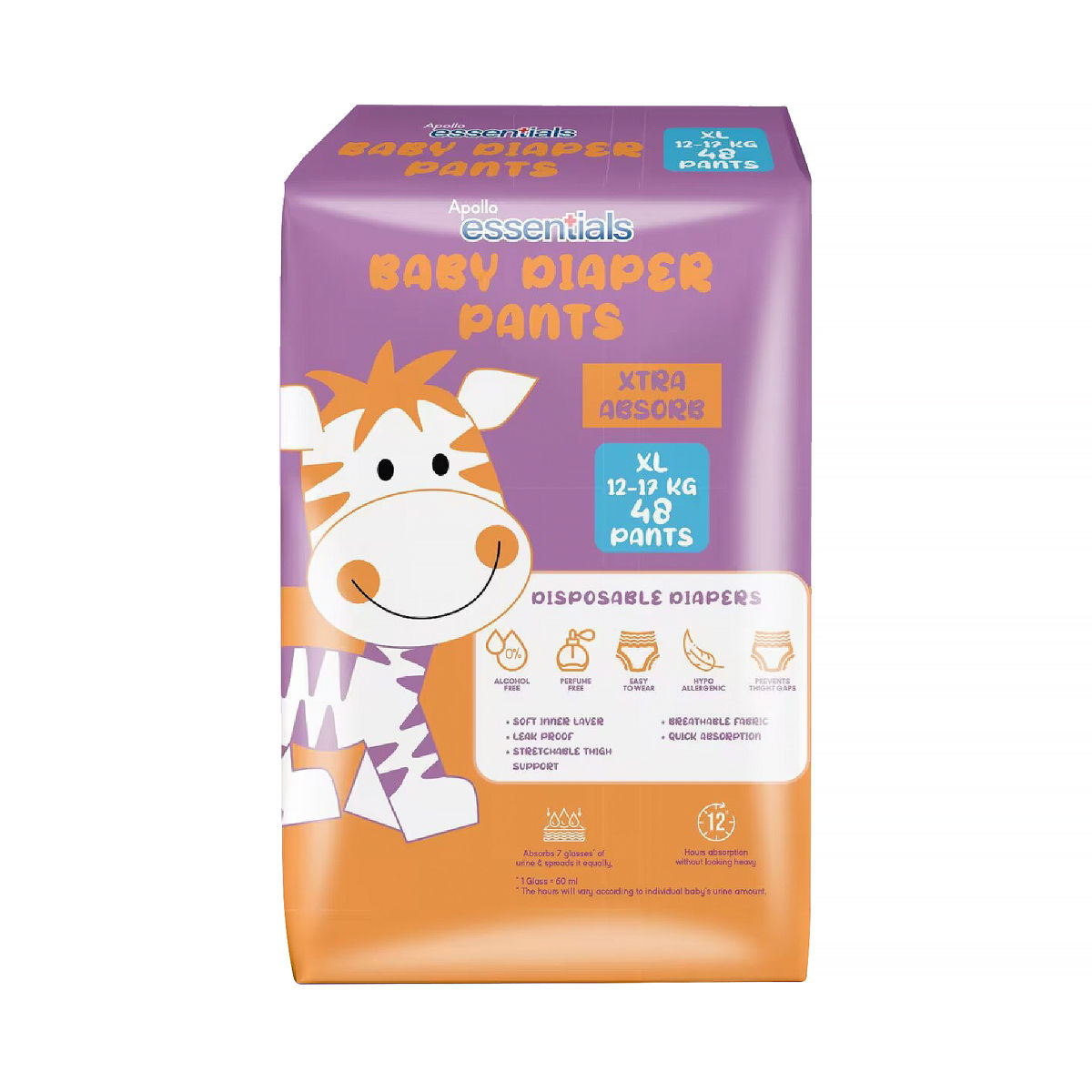 Apollo Essentials Extra Absorb Baby Diaper Pants XL, 48 Count Price ...