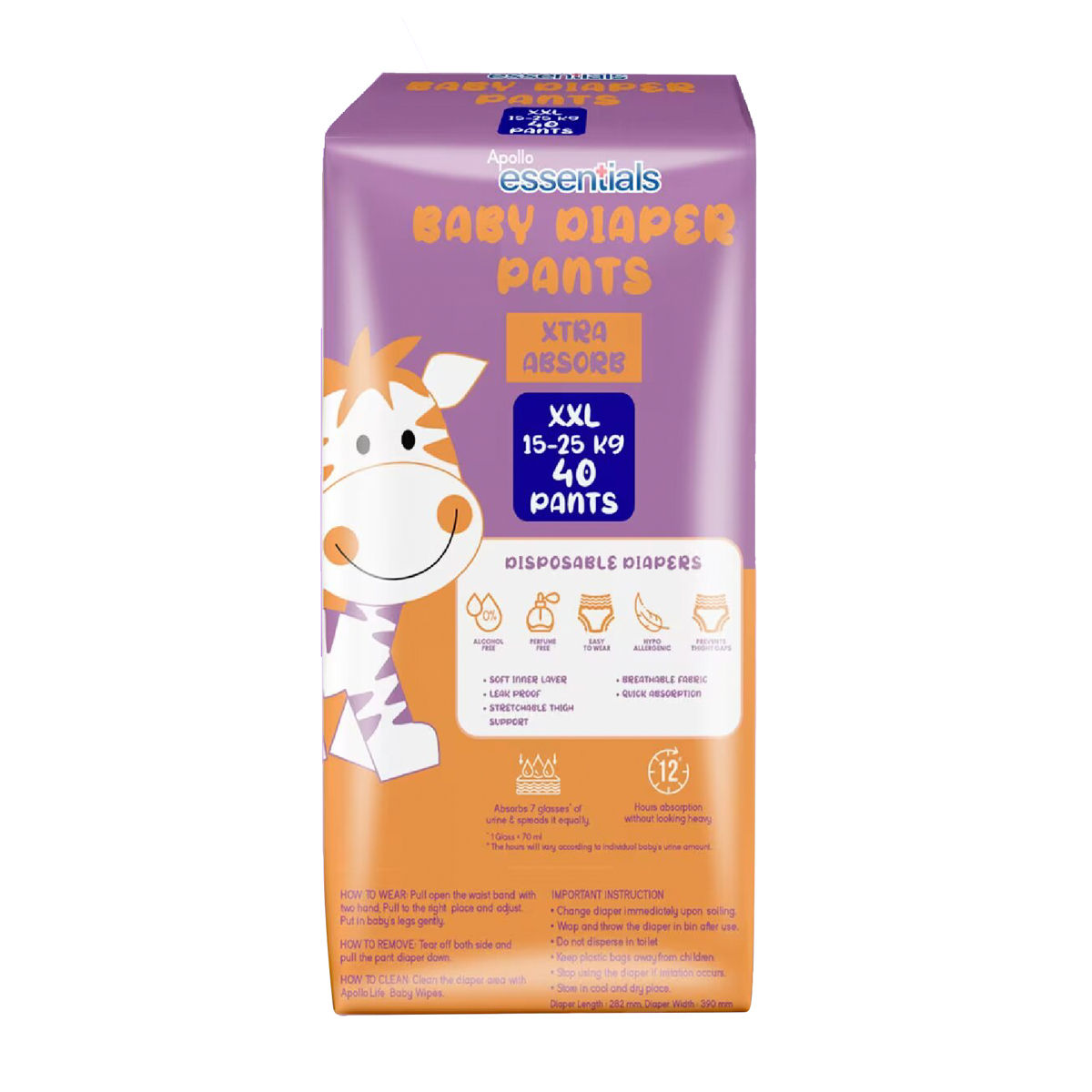 Apollo Essentials Extra Absorb Baby Diaper Pants XXL, 40 Count Price ...