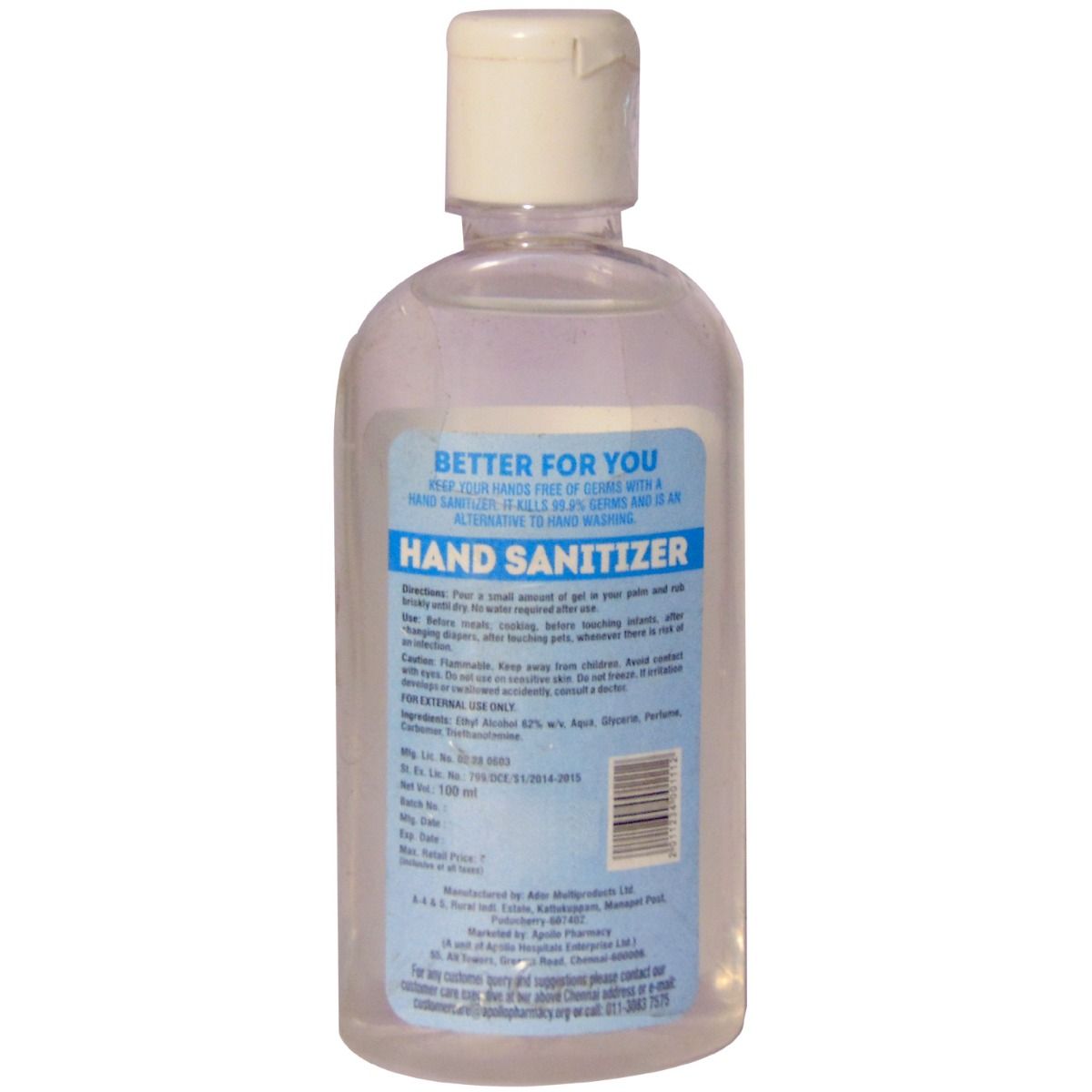 Apollo Life Hand Sanitizer, 100ml (Buy 1 Get 1 Free) Price, Uses, Side Effects, Composition ...
