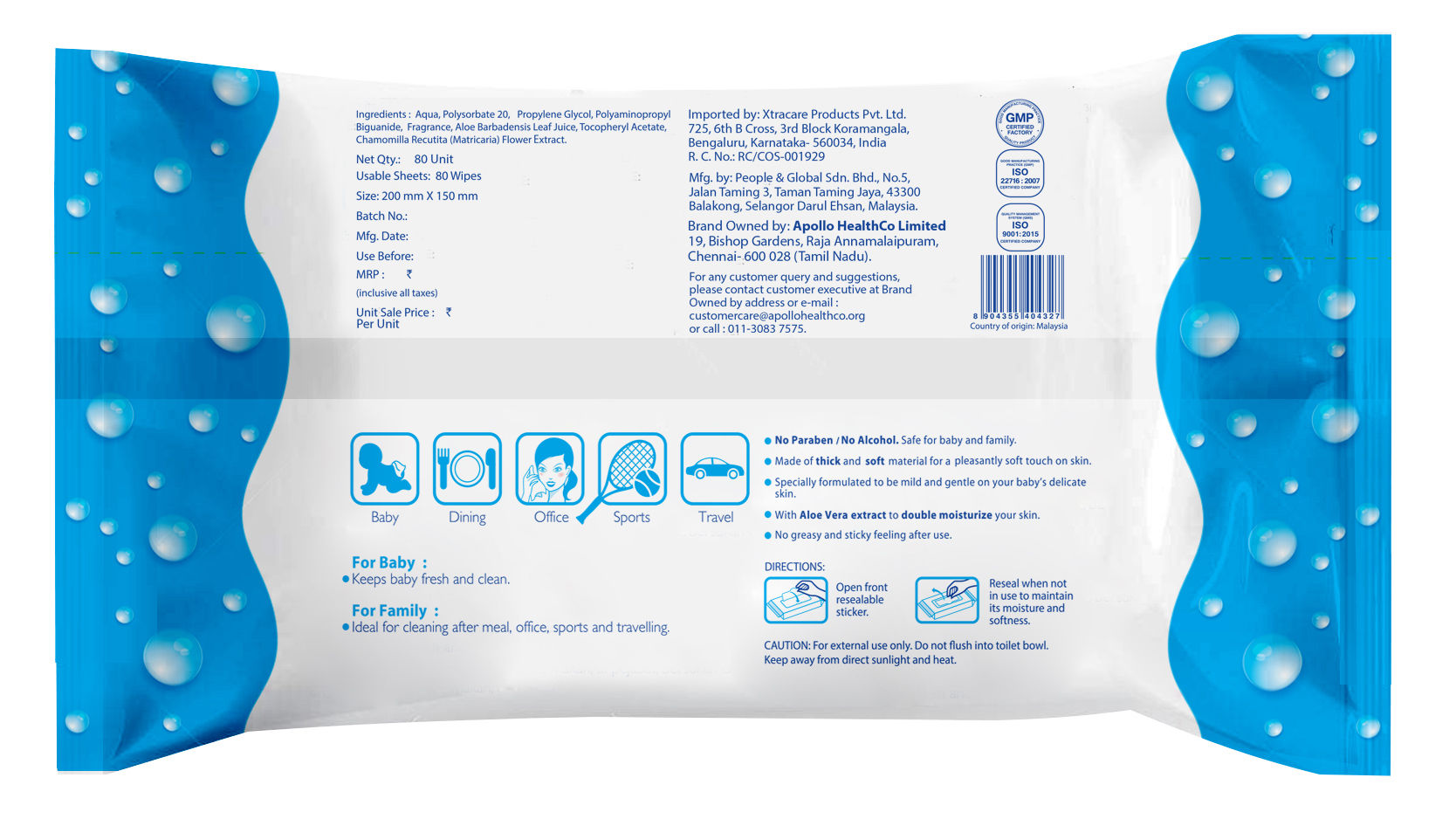 Apollo Life Fresh Baby Wipes, 160 Count (2 x 80 Wipes) Price, Uses ...