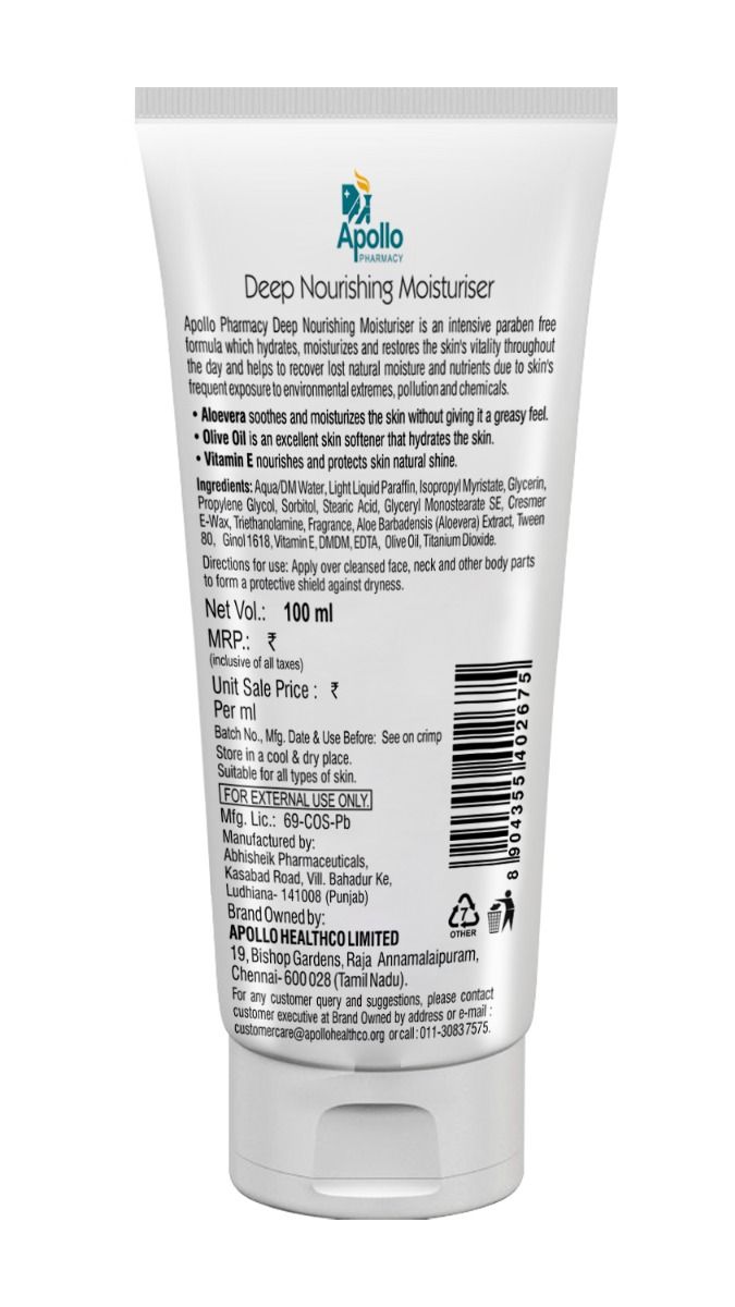 Apollo Pharmacy Deep Nourishing Moisturiser, 100 ml Price, Uses, Side ...