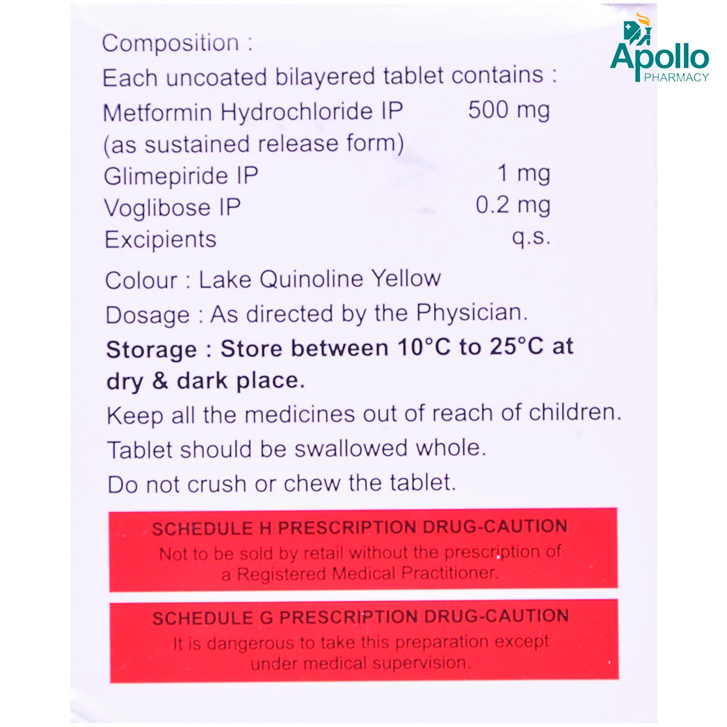 Apriglim-M 1 Tablet 15's Price, Uses, Side Effects, Composition ...