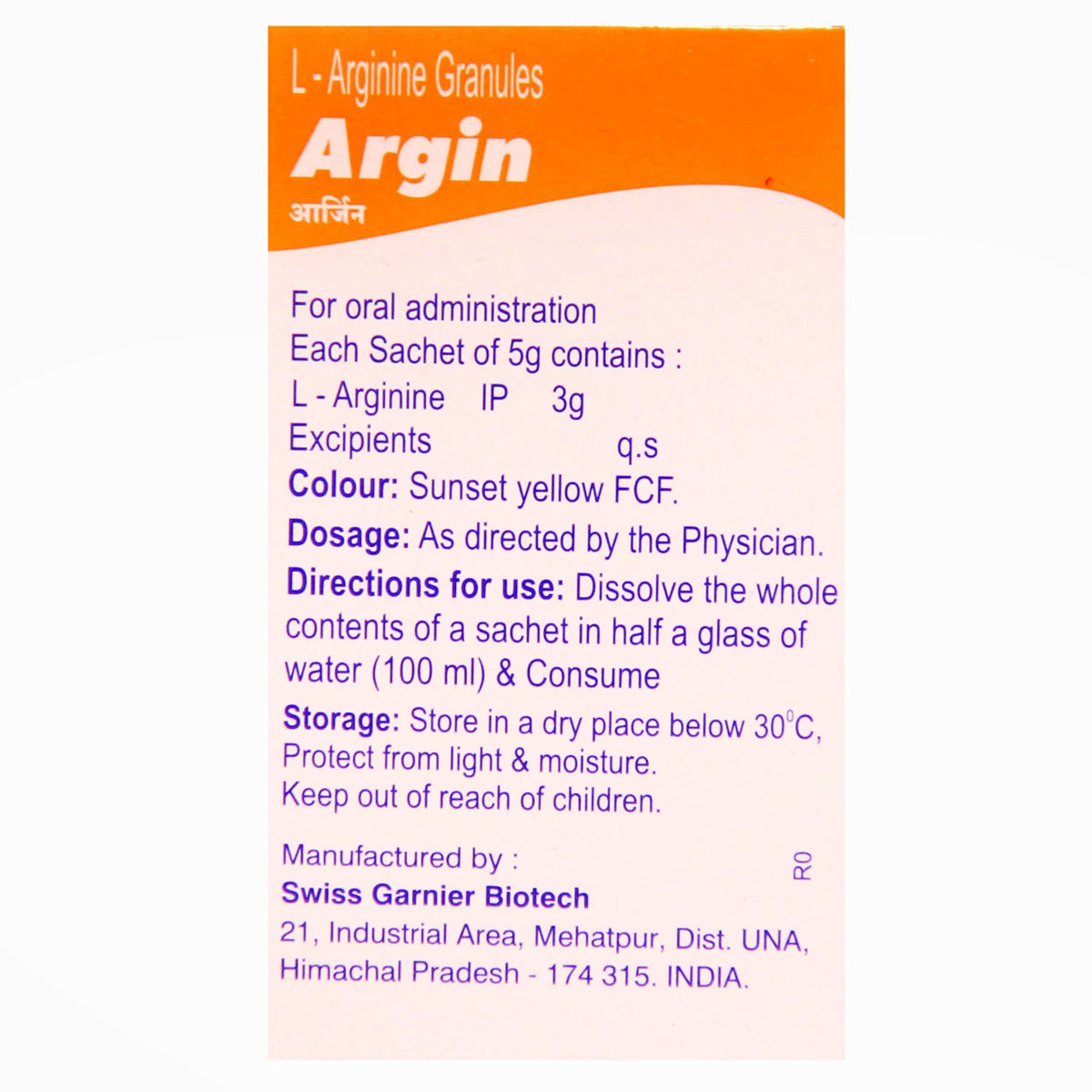 Argin Sachet 5 gm Price, Uses, Side Effects, Composition - Apollo Pharmacy