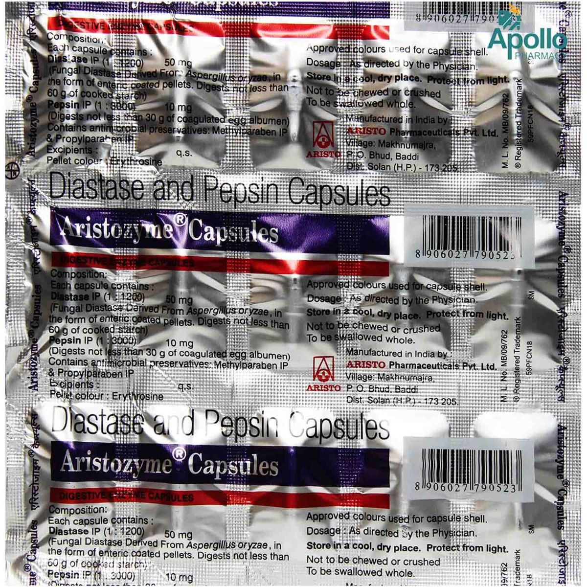 Aristozyme Capsule 15's Price, Uses, Side Effects, Composition - Apollo ...