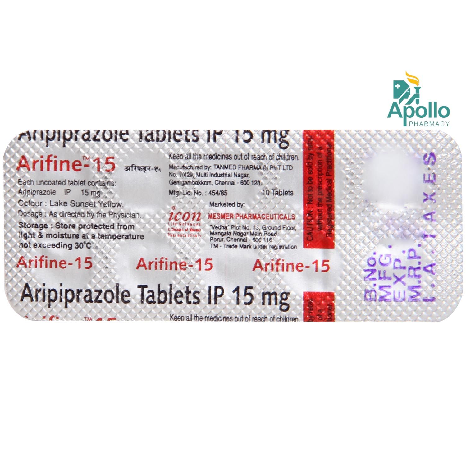 ARIFINE 15MG TABLET 10'S Price, Uses, Side Effects, Composition ...