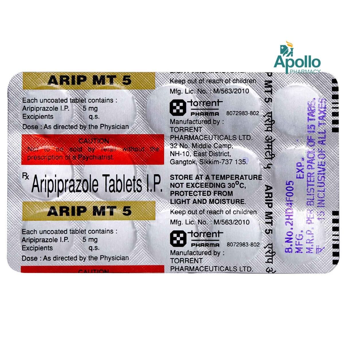 Arip MT 5 Tablet 15's Price, Uses, Side Effects, Composition - Apollo ...