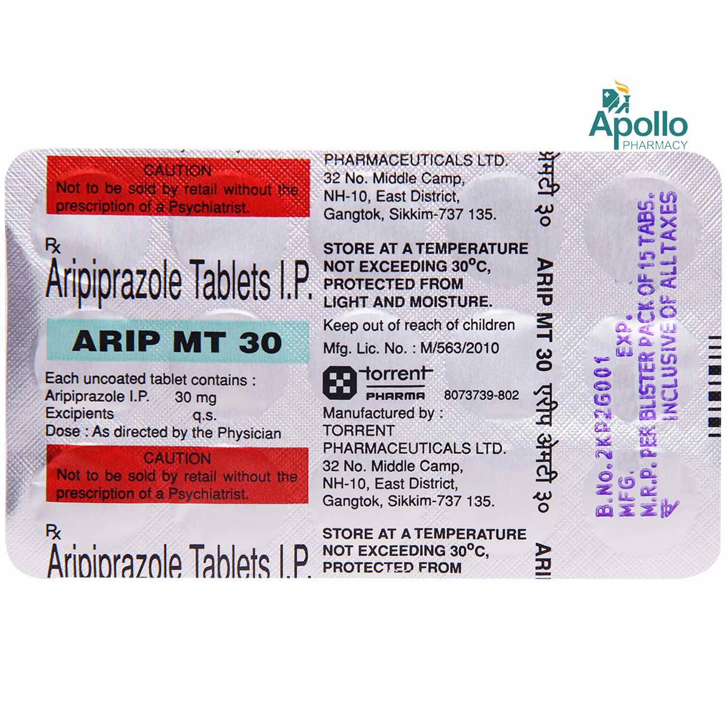 Arip MT 30 Tablet 15's Price, Uses, Side Effects, Composition - Apollo ...