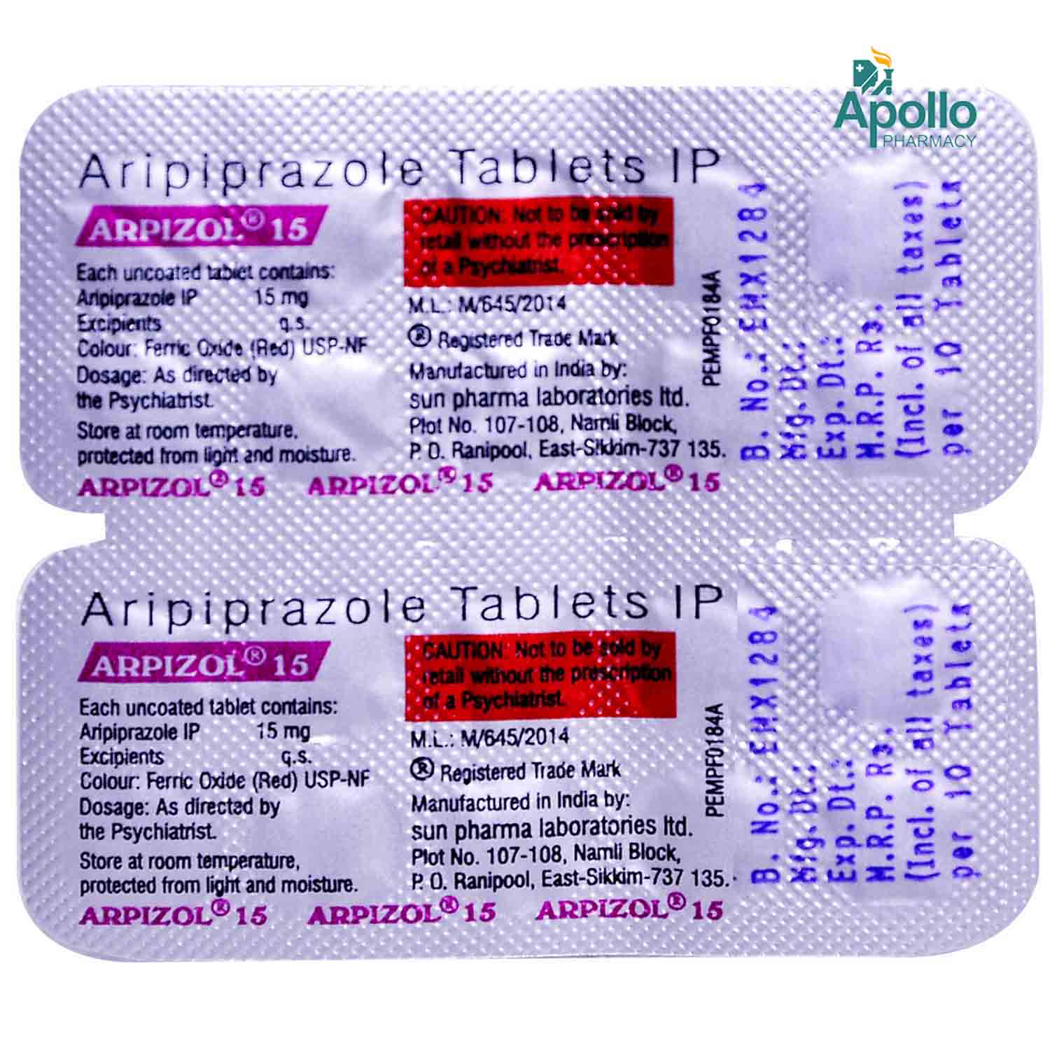 Arpizol 15 Tablet 10's Price, Uses, Side Effects, Composition - Apollo ...