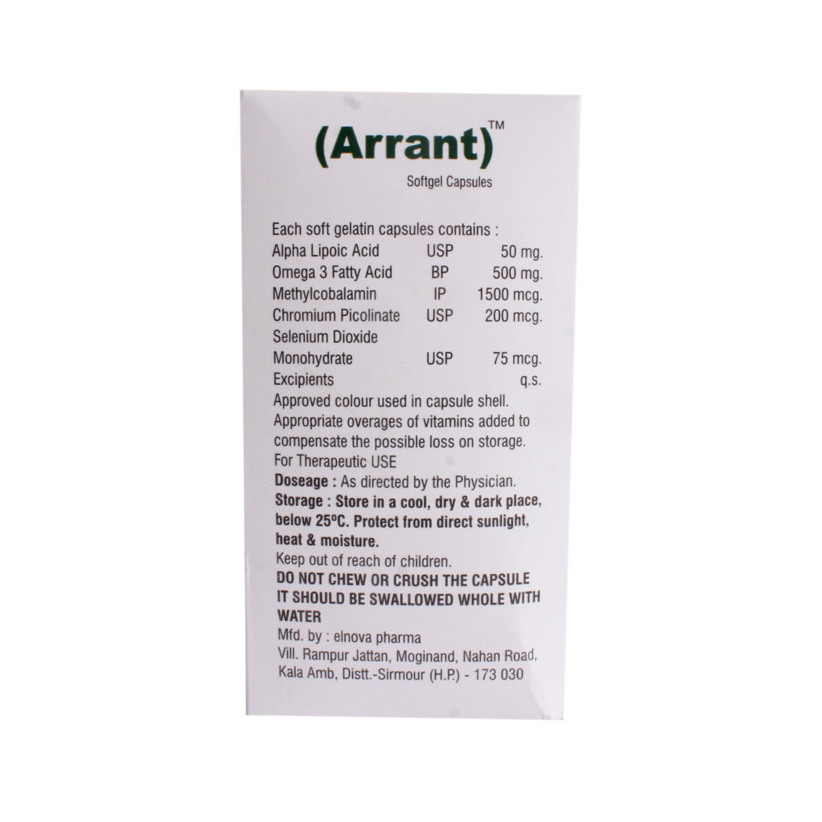 Arrant Softgel Capsule 10's Price, Uses, Side Effects, Composition ...