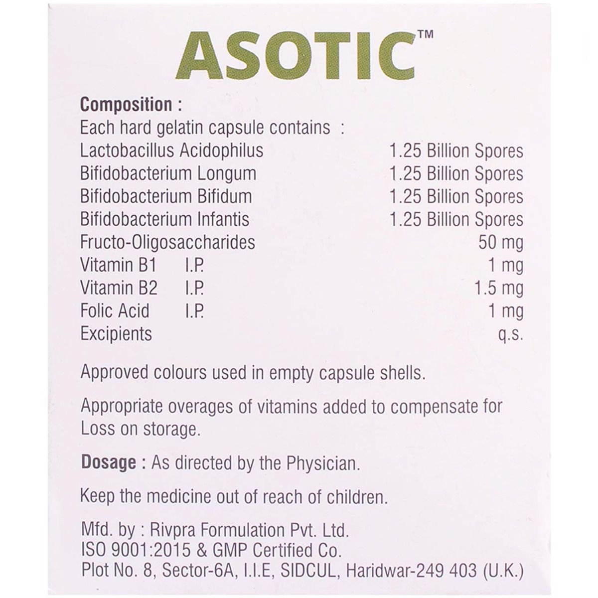 Asotic Capsule 10's Price, Uses, Side Effects, Composition - Apollo ...