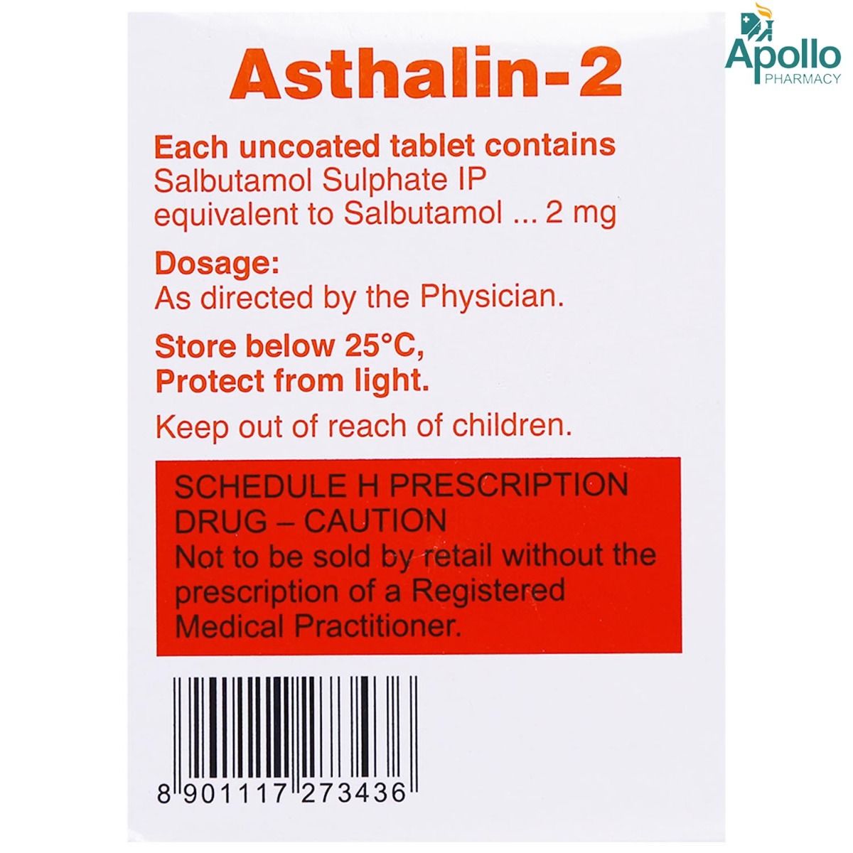 Asthalin-2 Tablet 30's Price, Uses, Side Effects, Composition - Apollo ...