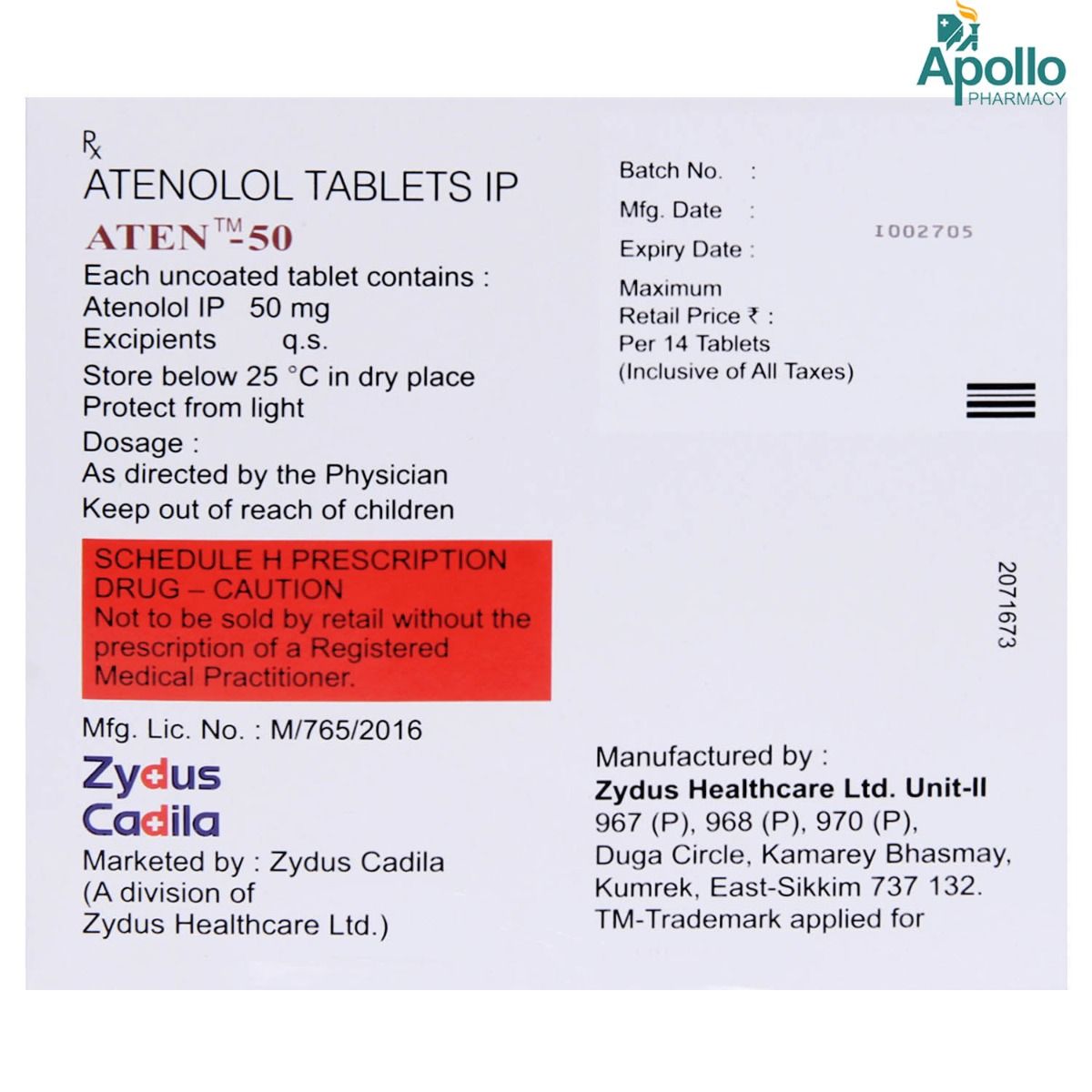 Aten-50 Tablet 14's Price, Uses, Side Effects, Composition - Apollo ...
