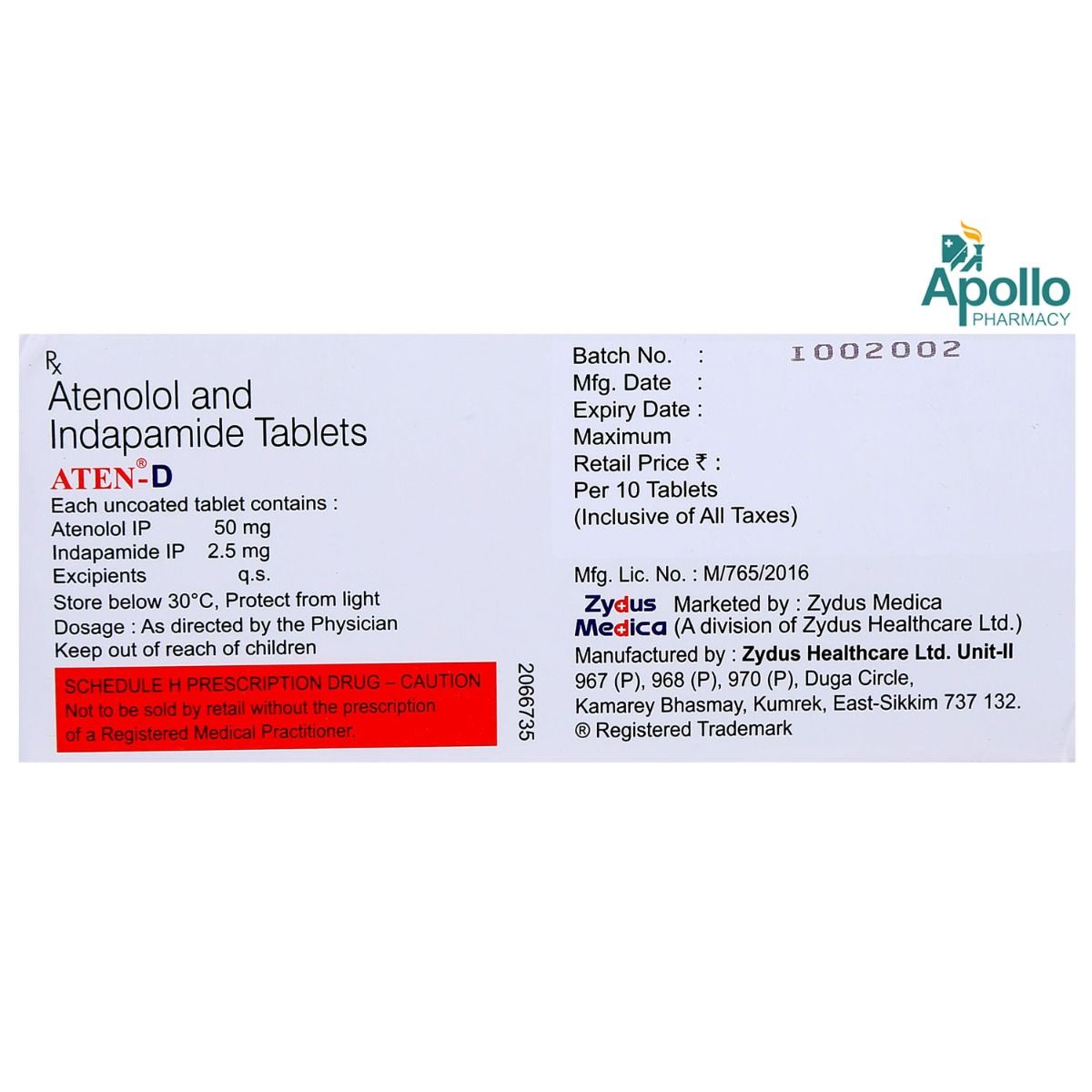 Aten-D Tablet 10's Price, Uses, Side Effects, Composition - Apollo Pharmacy