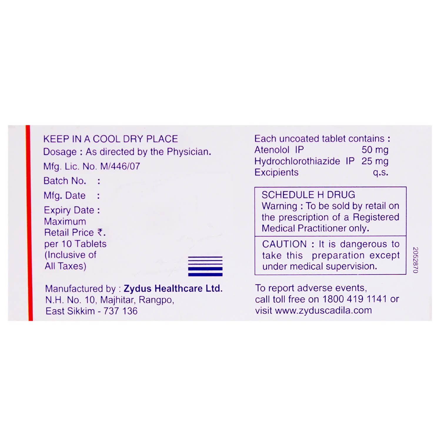 Aten-H 25 Tablet 10's Price, Uses, Side Effects, Composition - Apollo ...