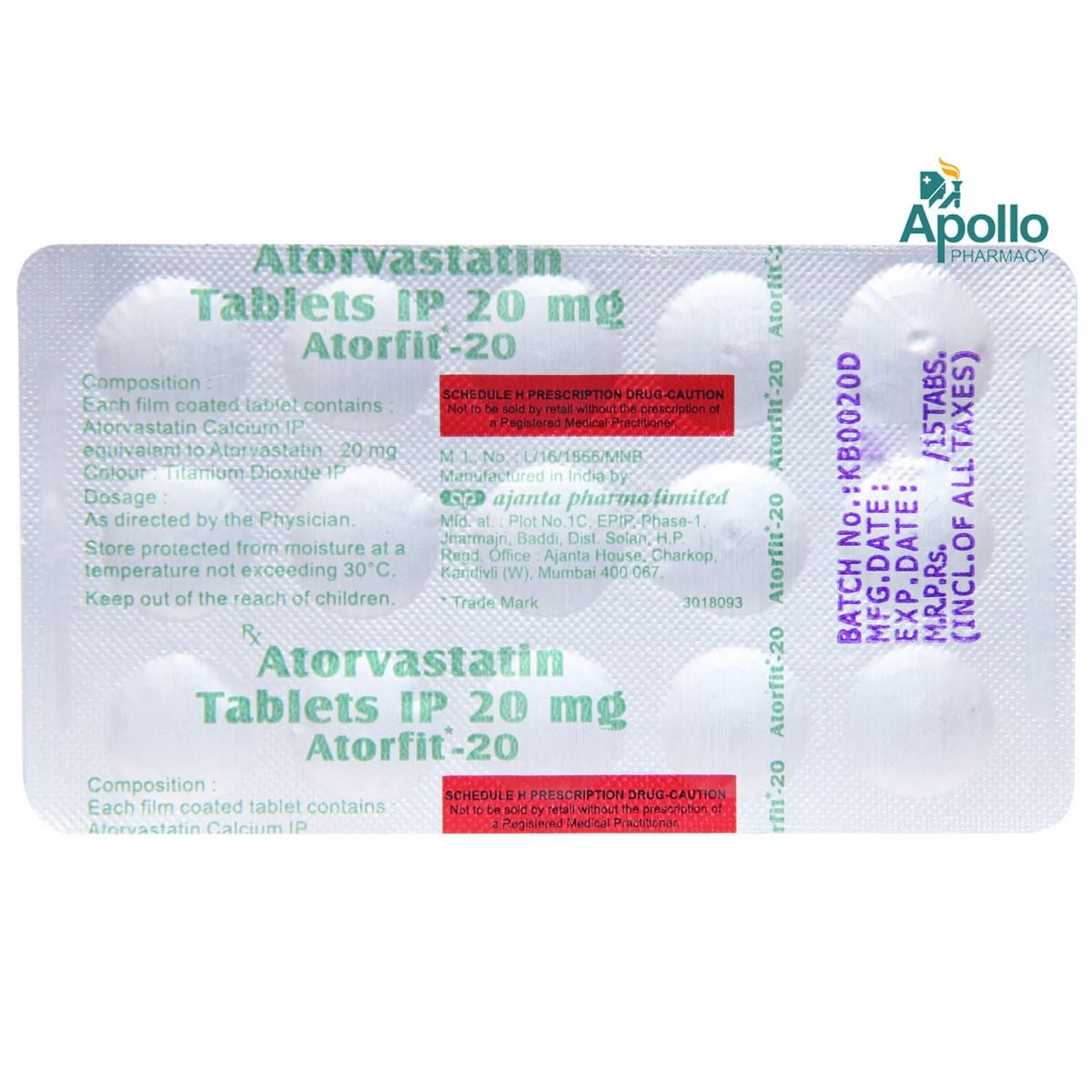 Atorfit 20 Tablet 15's Price, Uses, Side Effects, Composition - Apollo ...