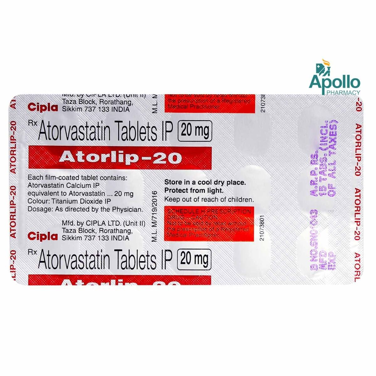 Atorlip 20 Tablet 15's Price, Uses, Side Effects, Composition - Apollo ...