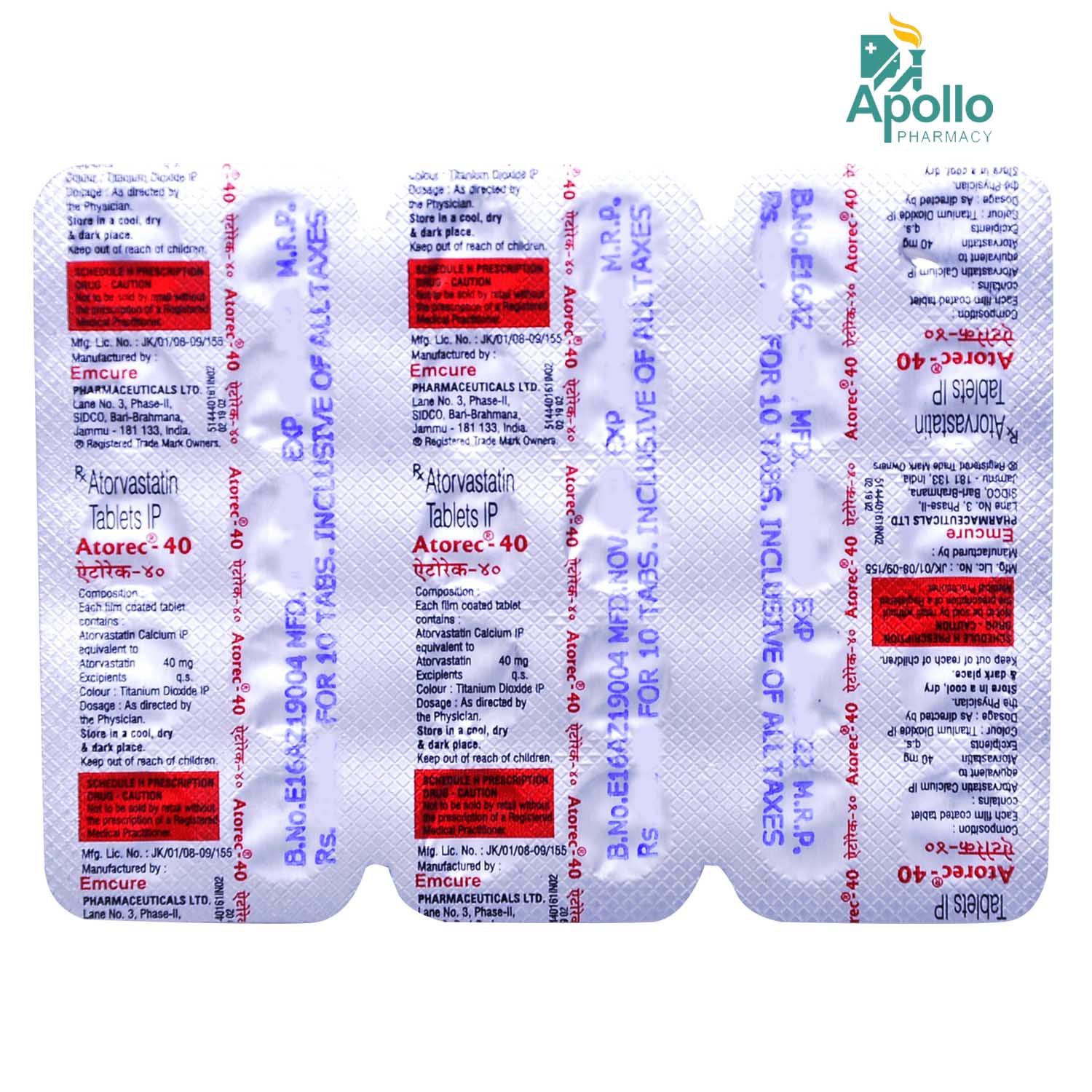 Atorec 40 Tablet 10's Price, Uses, Side Effects, Composition - Apollo ...