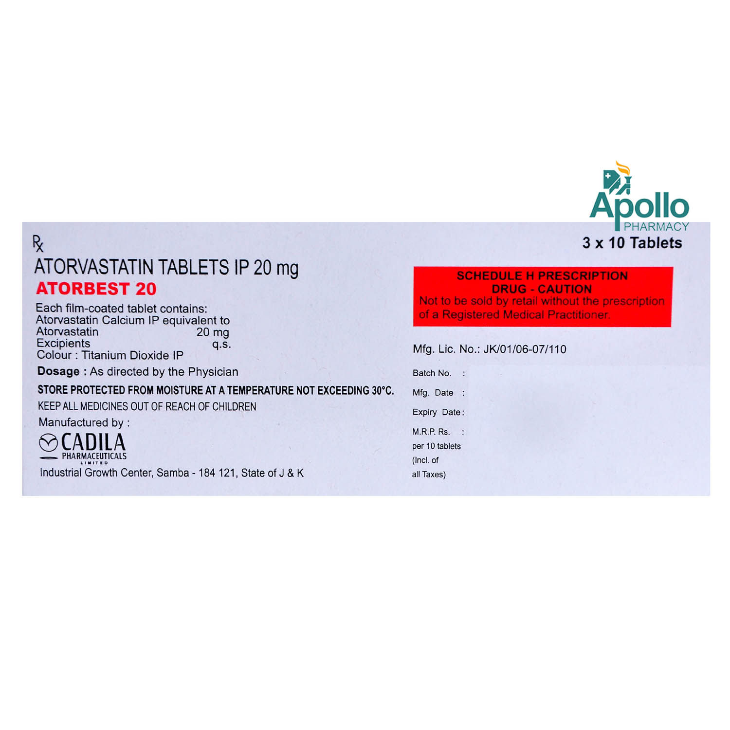 Atorbest 20 Tablet 10's Price, Uses, Side Effects, Composition - Apollo ...