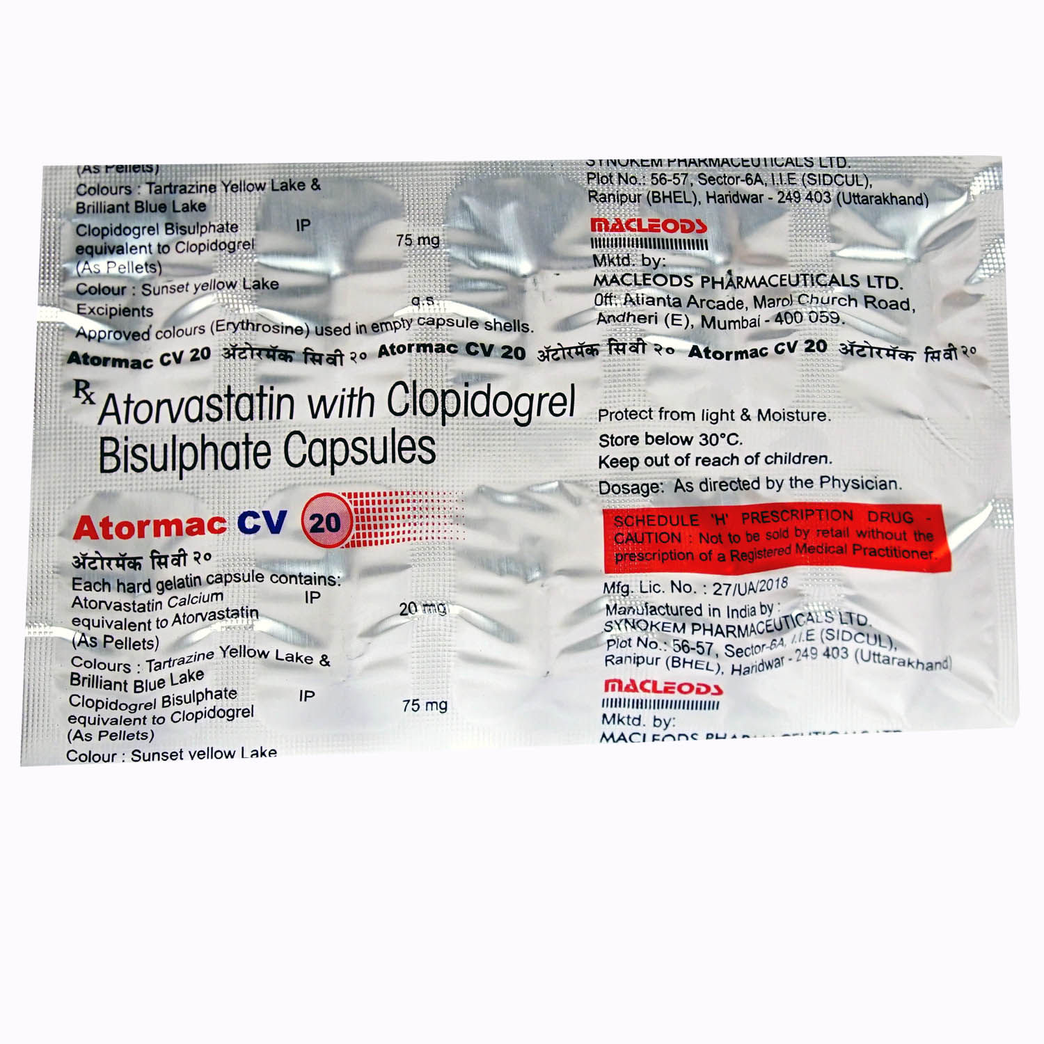 Atormac CV 20 Capsule 10's Price, Uses, Side Effects, Composition ...