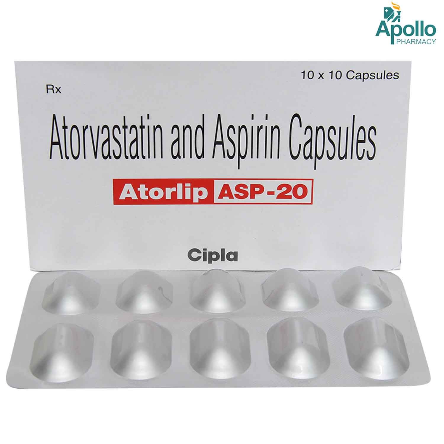 Atorlip ASP 20 Capsule 10's Price, Uses, Side Effects, Composition ...