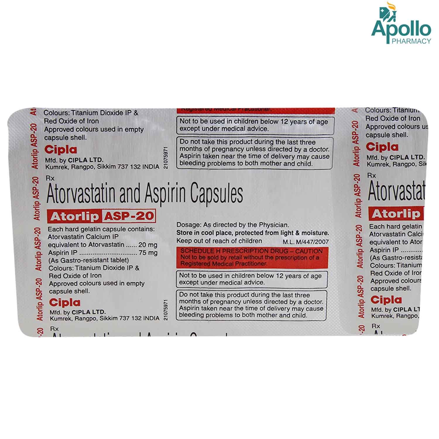 Atorlip ASP 20 Capsule 10's Price, Uses, Side Effects, Composition ...