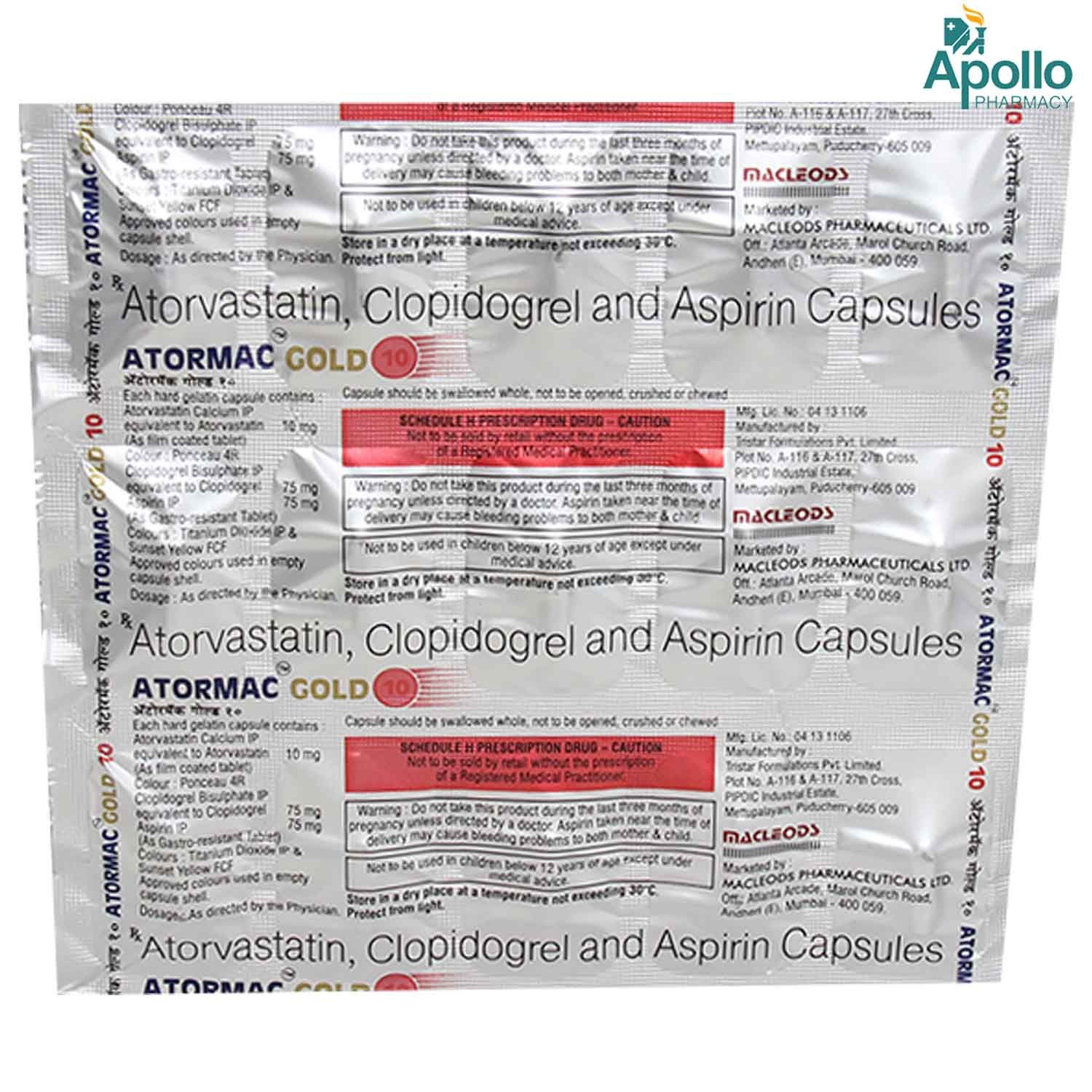 ATORMAC GOLD 10MG CAPSULE 15'S Price, Uses, Side Effects, Composition ...