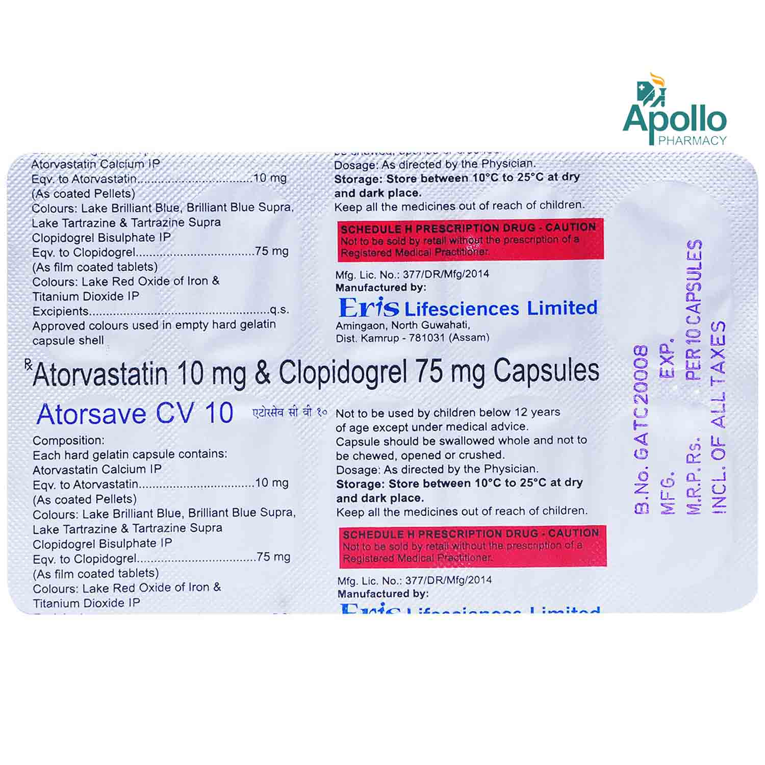 Atorsave CV 10 Capsule 10's Price, Uses, Side Effects, Composition ...
