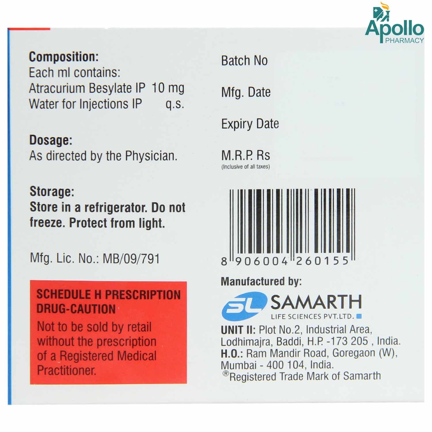 ATRAPURE 25MG/2.5ML INJECTION Price, Uses, Side Effects, Composition ...