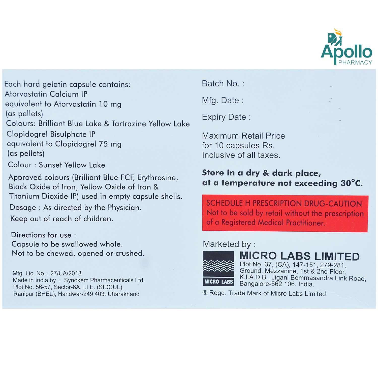 Avas CV 10 Capsule 10's Price, Uses, Side Effects, Composition - Apollo ...