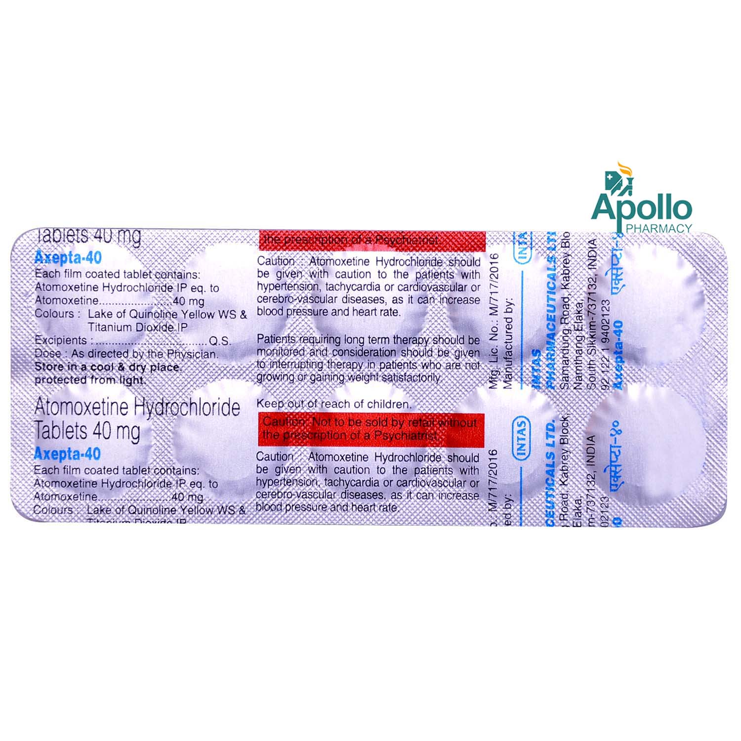 AXEPTA 40MG TABLET Price, Uses, Side Effects, Composition - Apollo Pharmacy