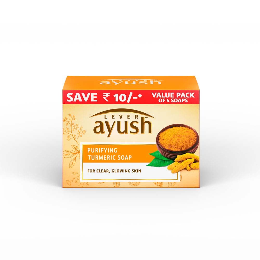 Lever Ayush Purifying Turmeric Soap, 400 gm (4 x 100 gm) Price, Uses ...