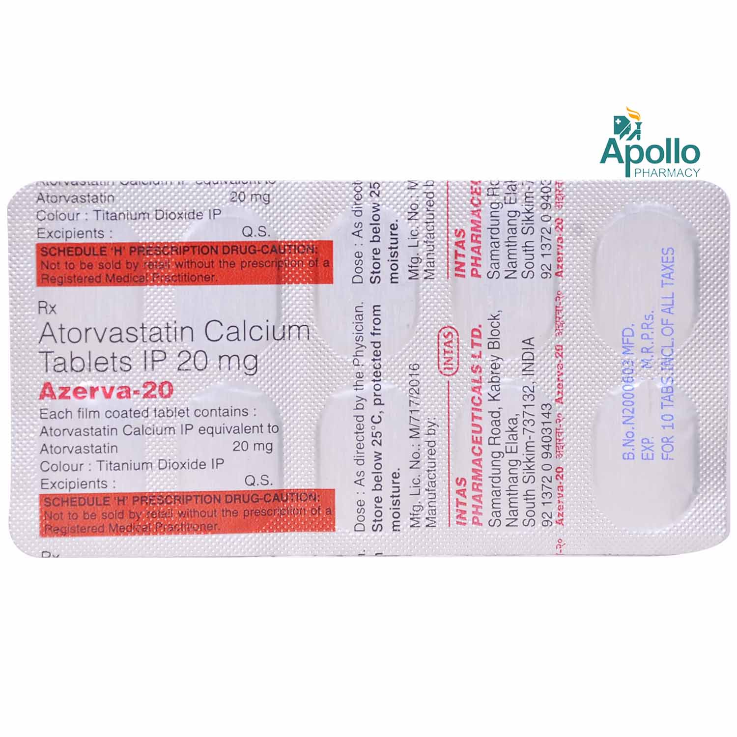 Azerva 20 Tablet 10's Price, Uses, Side Effects, Composition - Apollo ...