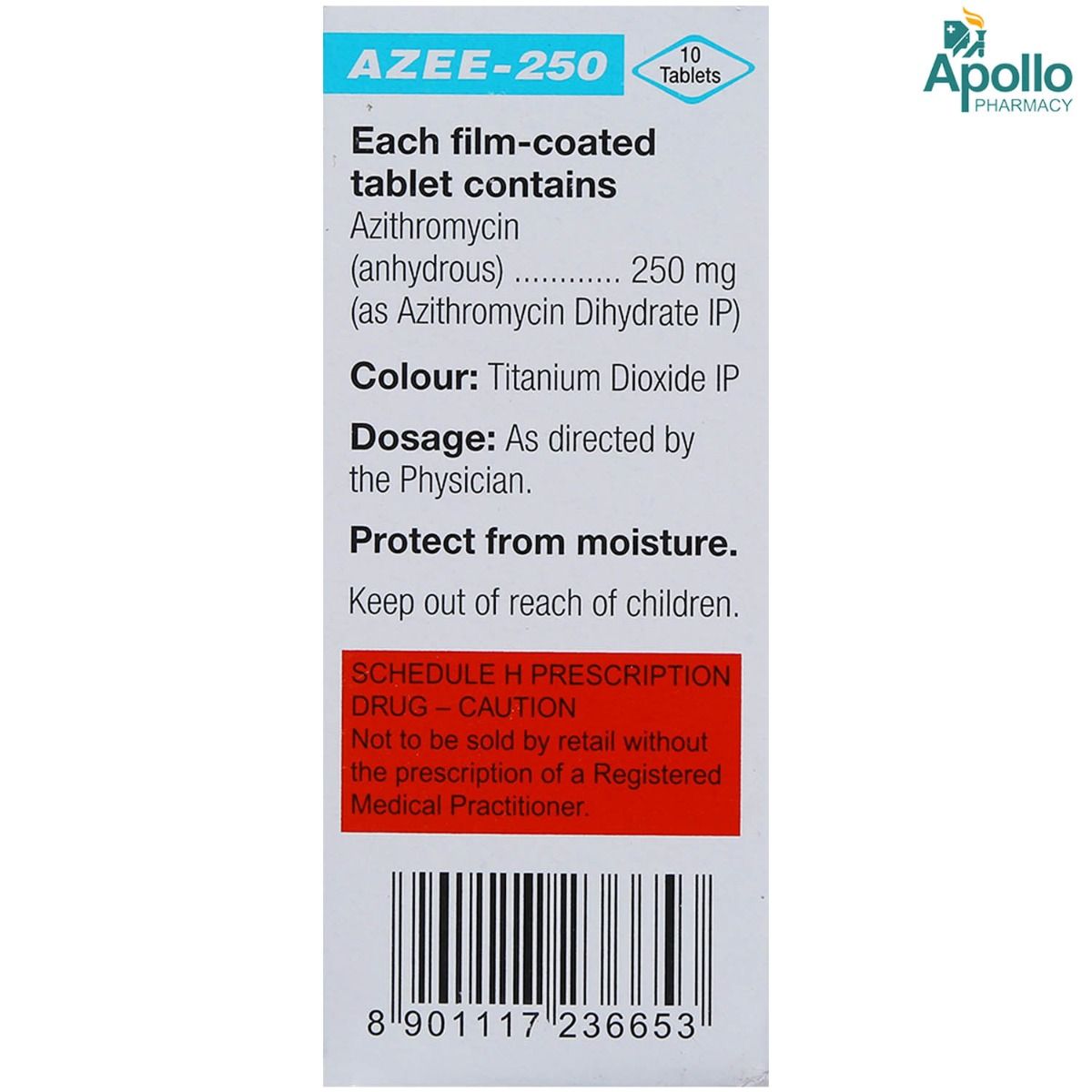 Azee-250 Tablet 10's Price, Uses, Side Effects, Composition - Apollo ...
