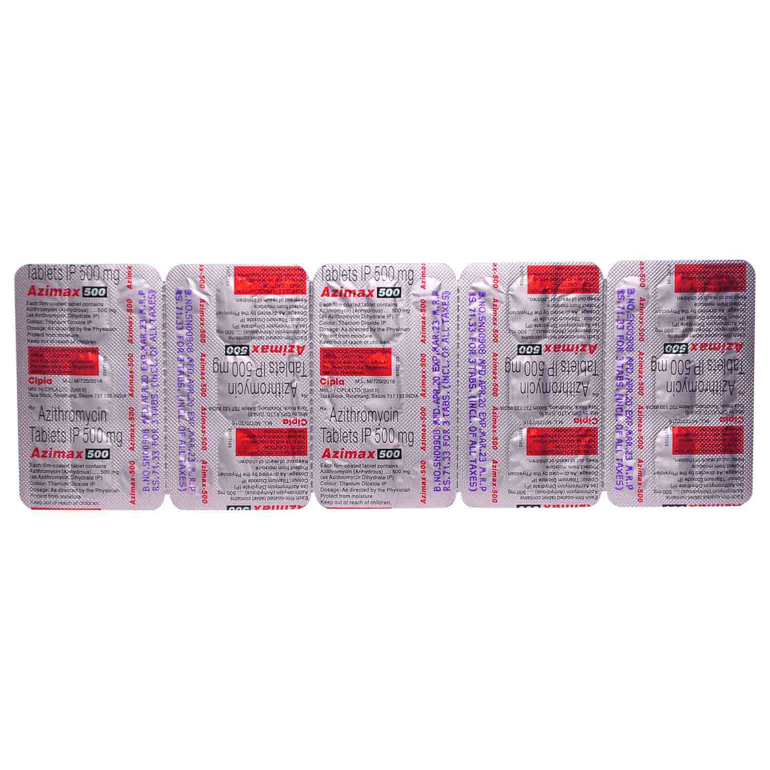 Azimax 500 Tablet 3's Price, Uses, Side Effects, Composition - Apollo ...